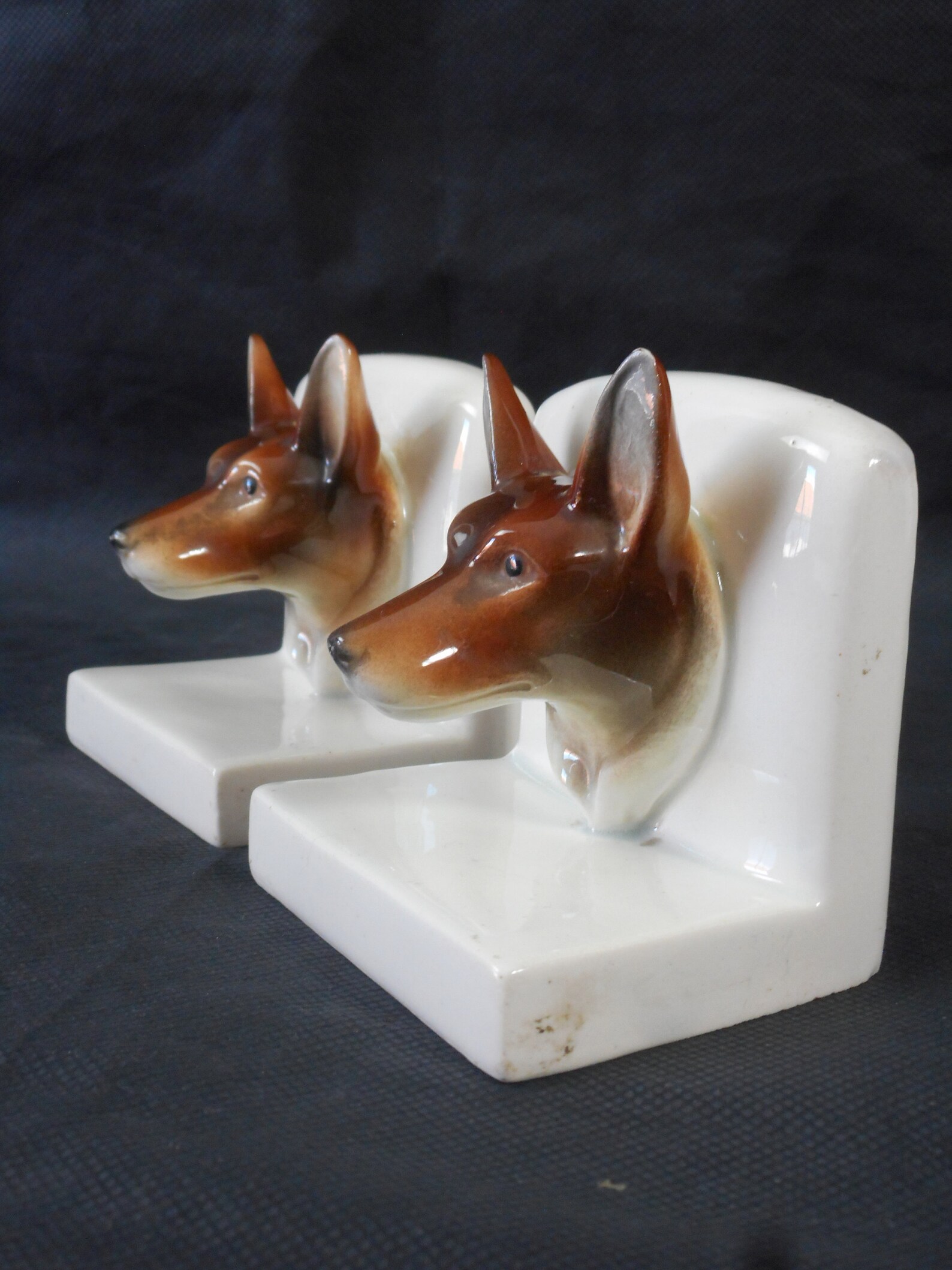 Collectable Rare vintage German ceramic bookends designed as | Etsy