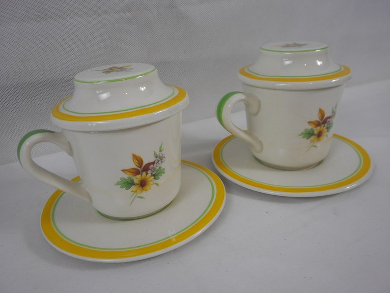 Pair of Stunning Vintage French Ceramic Tea Cups and Saucers | Etsy