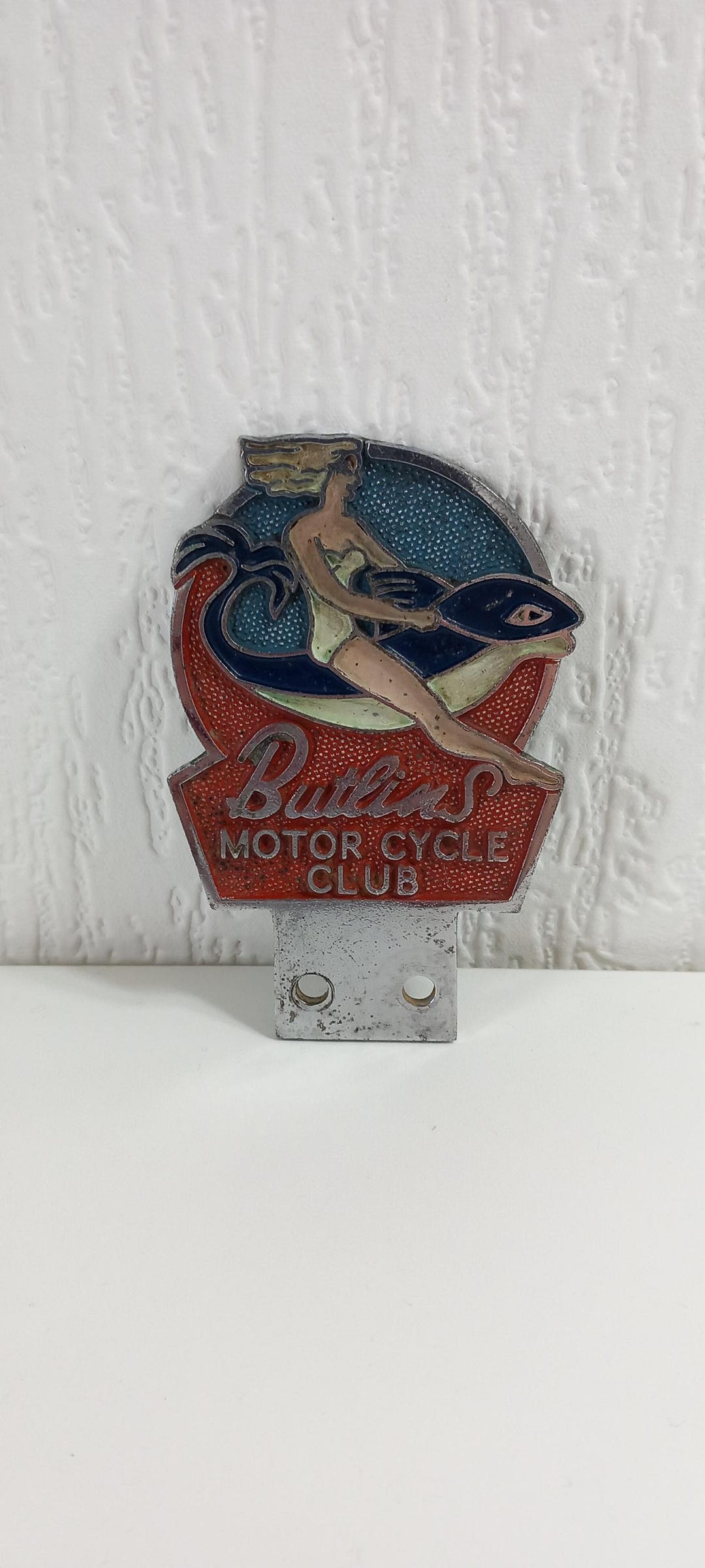 Vintage Rare English Metal and Enamel Original Butlins Motor Cycle Club ...