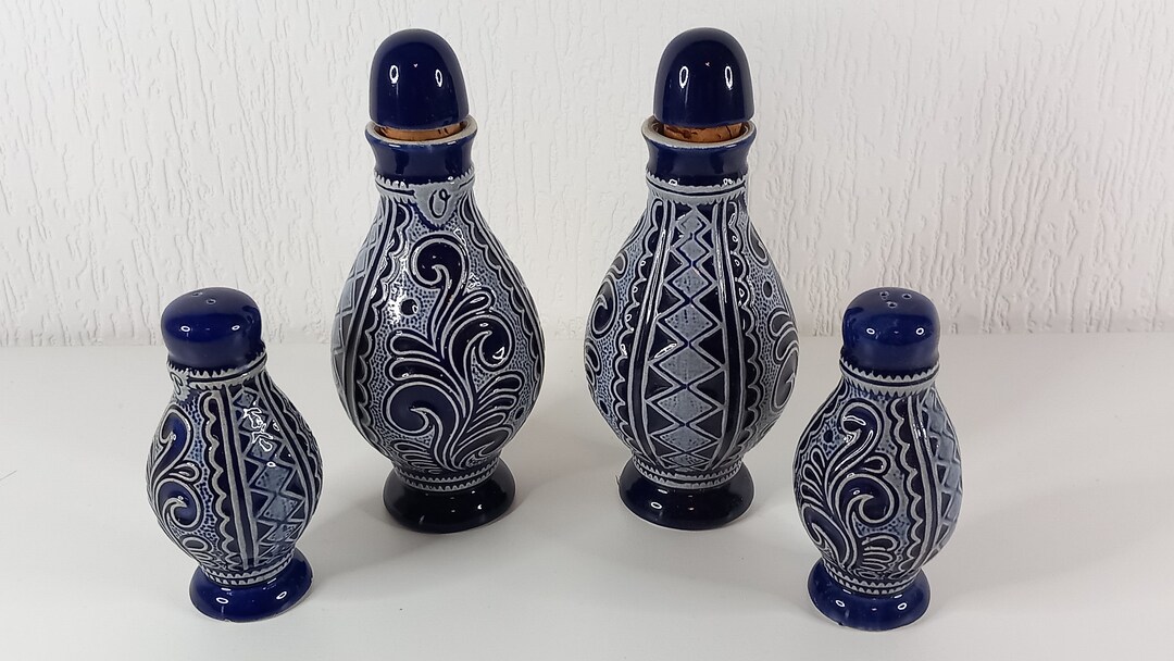 Vintage French 4 Piece Oil and Vinegar and Salt and Pepper Table ...