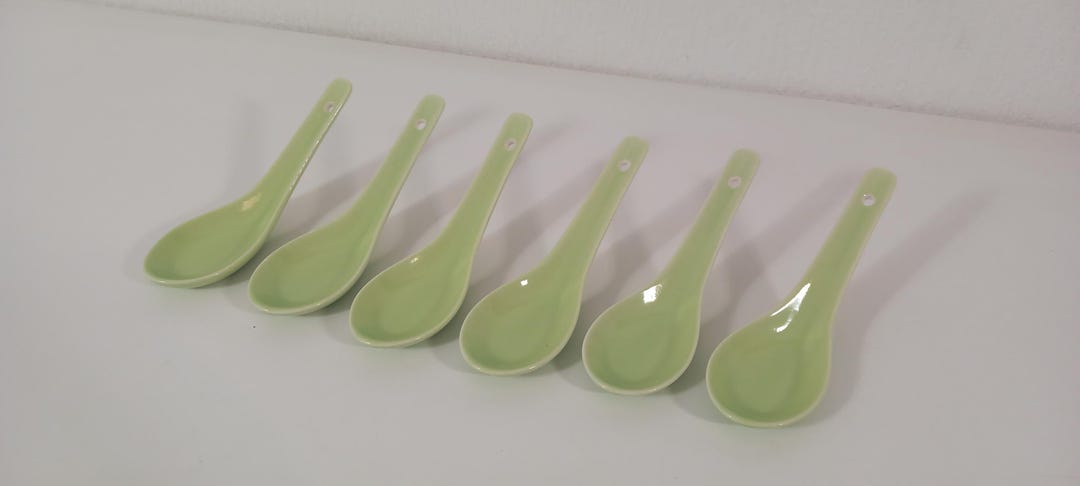 Set of 6 Porcelain Soup Spoon / Noodle Spoon / Tableware / Amuse Bouche ...