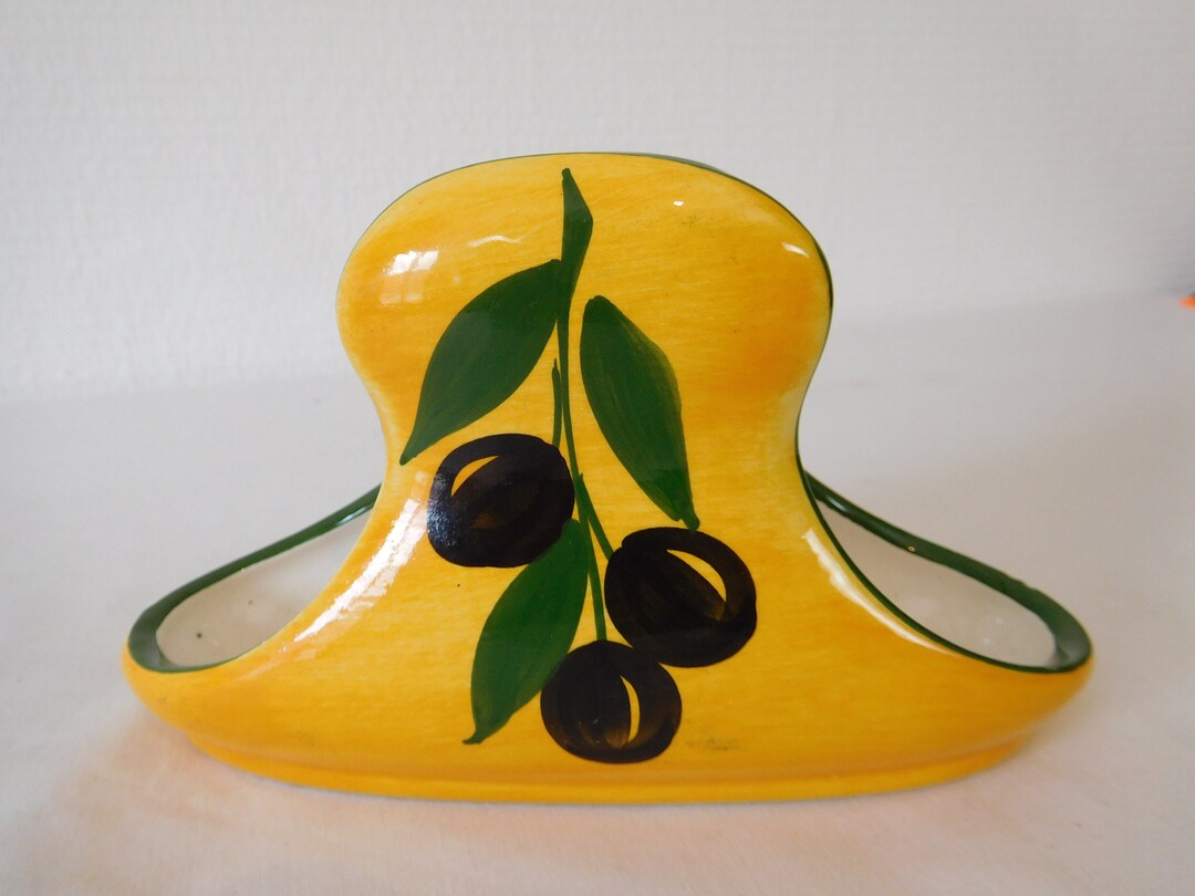 Vintage French Ceramic Hand Painted Table Napkin / Serviette Holder - Etsy