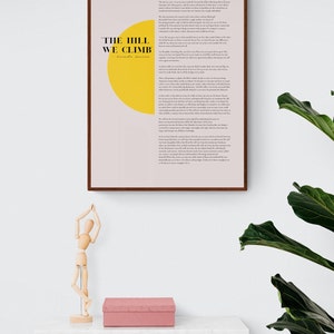 Amanda Gorman Print, Hill We Climb, Poem, Poster the Hill We Climb ...