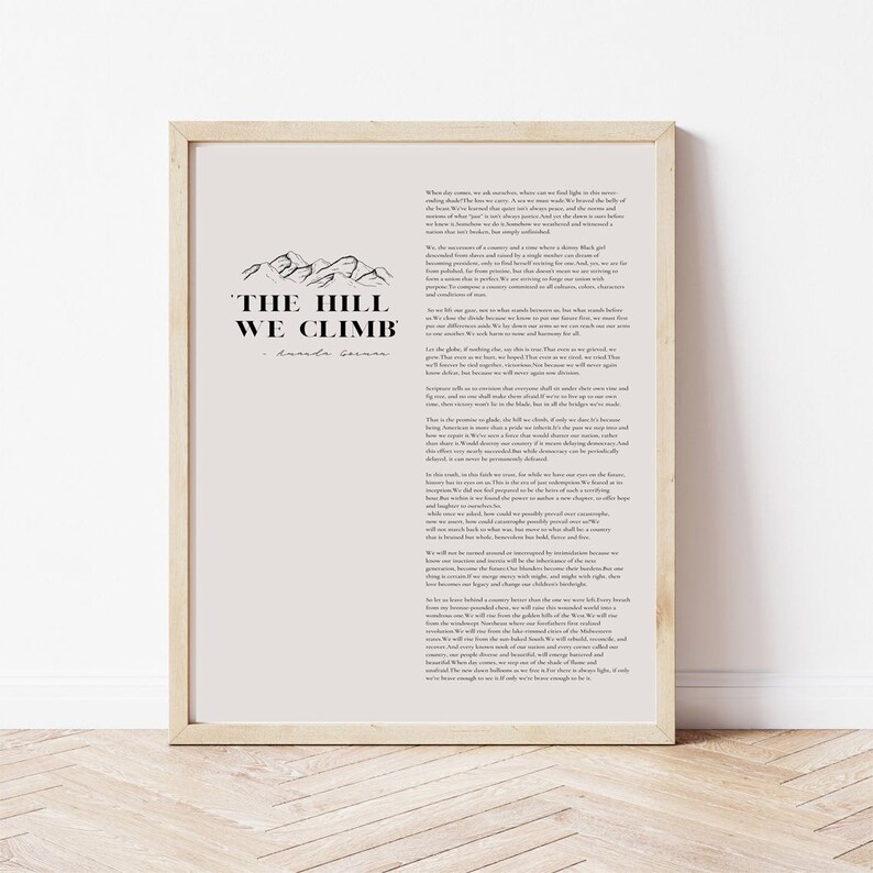 Amanda Gorman Print, Inauguration, Poem, the Hill We Climb ...