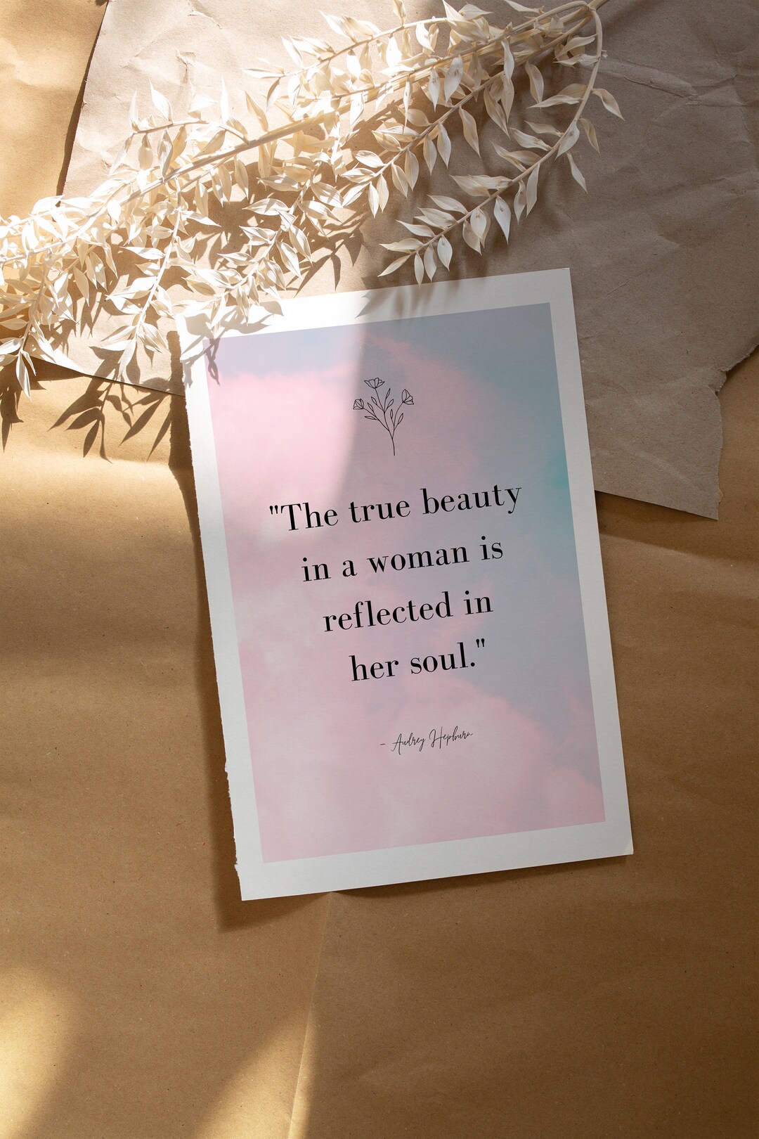 Audrey Hepburn Wall Art Print Quote, Inspirational Words, Beauty in ...