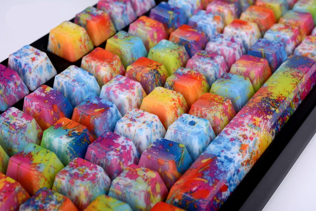 Handmade Colourful Painting Style Keycap OEM Height Backlit Keycaps Key ...