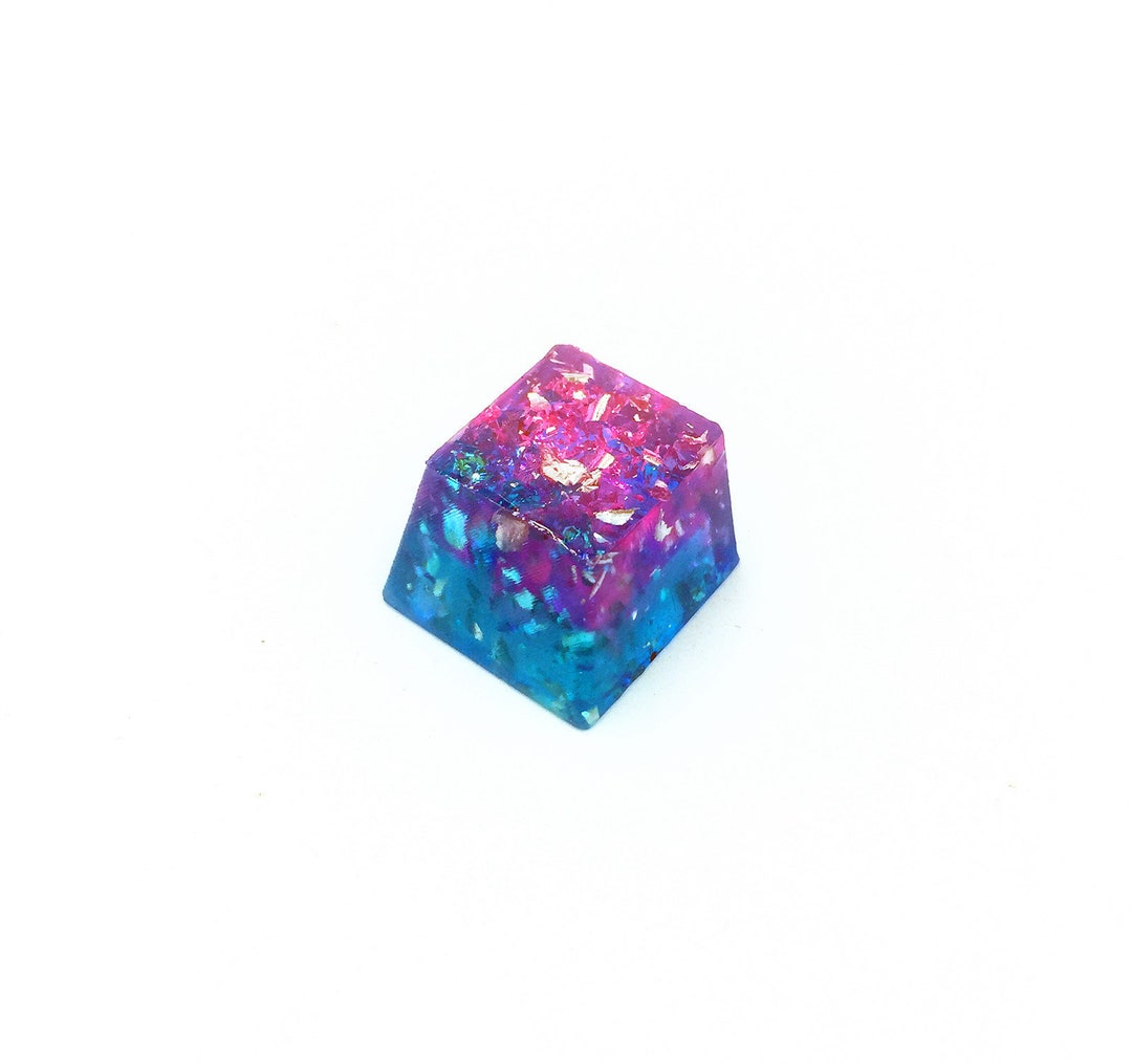 Handmade Resin & Foil Jewelry Style Keycap Artisan Backlit Key Cap Blue ...