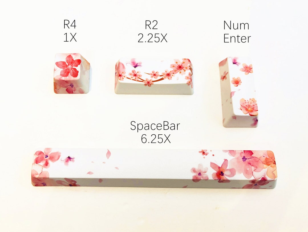 Esc 2.25X Enter 6.25X Spacebar Keycap Pink Sakura Painting Keycaps ...