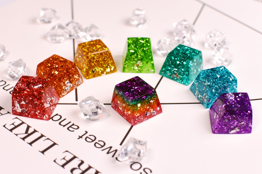 Handmade Resin Backlit Keycap Silver Foil R4 OEM Jewel Style Keycaps ...