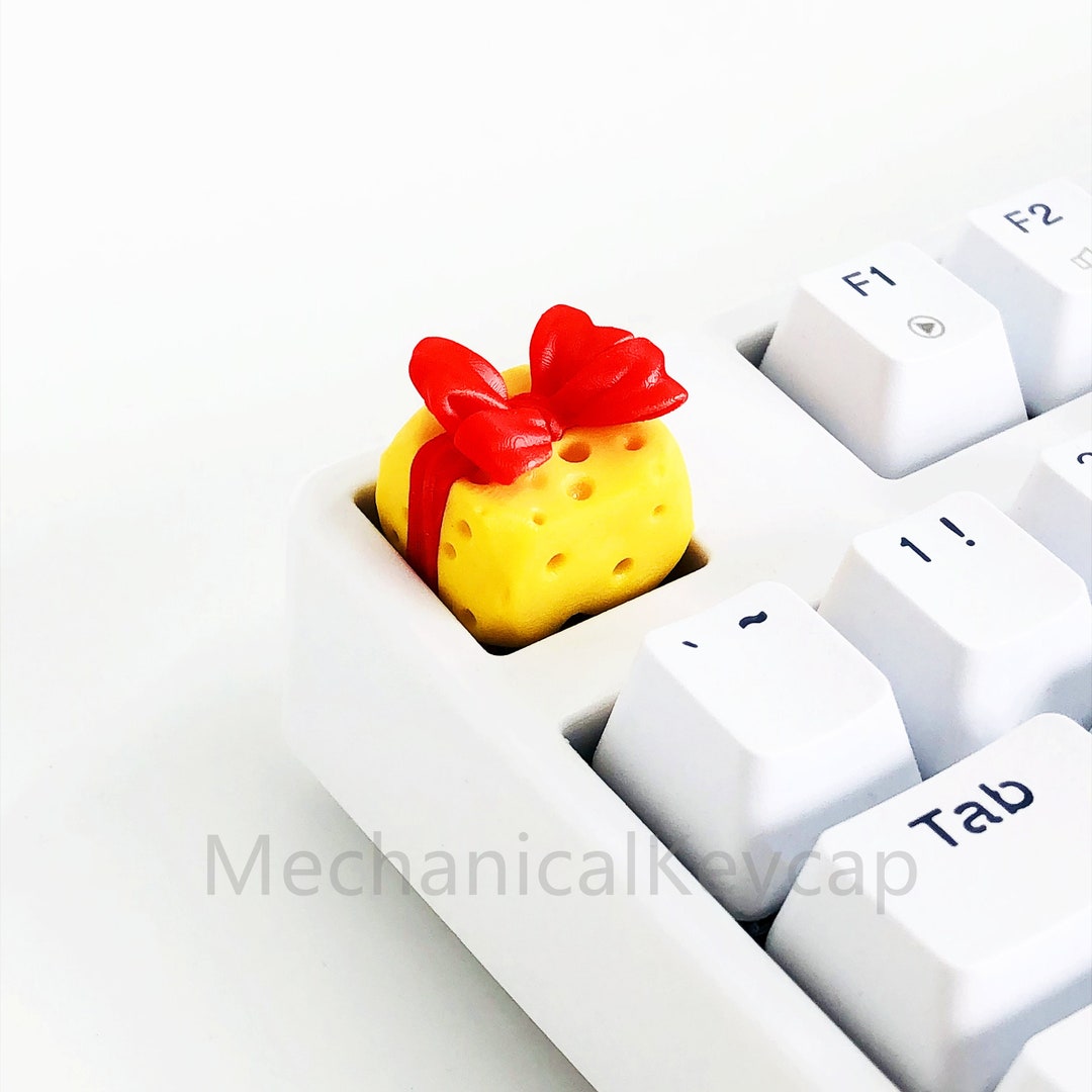 Gift for Him Cheese Keycap Bow-tie Cute Food Handmade Resin Artisan Key ...