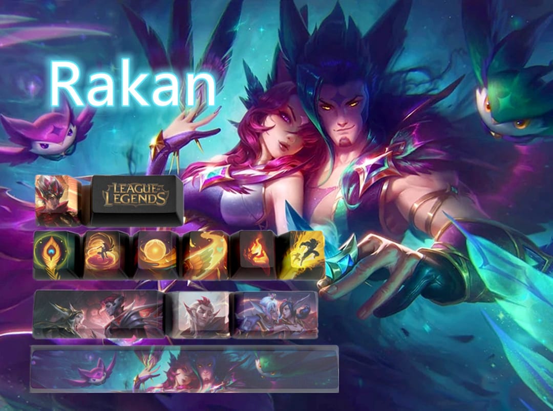 League of Legends Rakan Keycaps LOL OEM Gaming Anime Keycap Customized ...