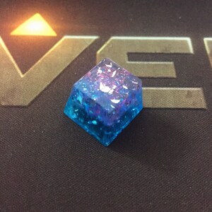 Handmade Resin & Foil Jewelry Style Keycap Artisan Backlit Key Cap Blue ...