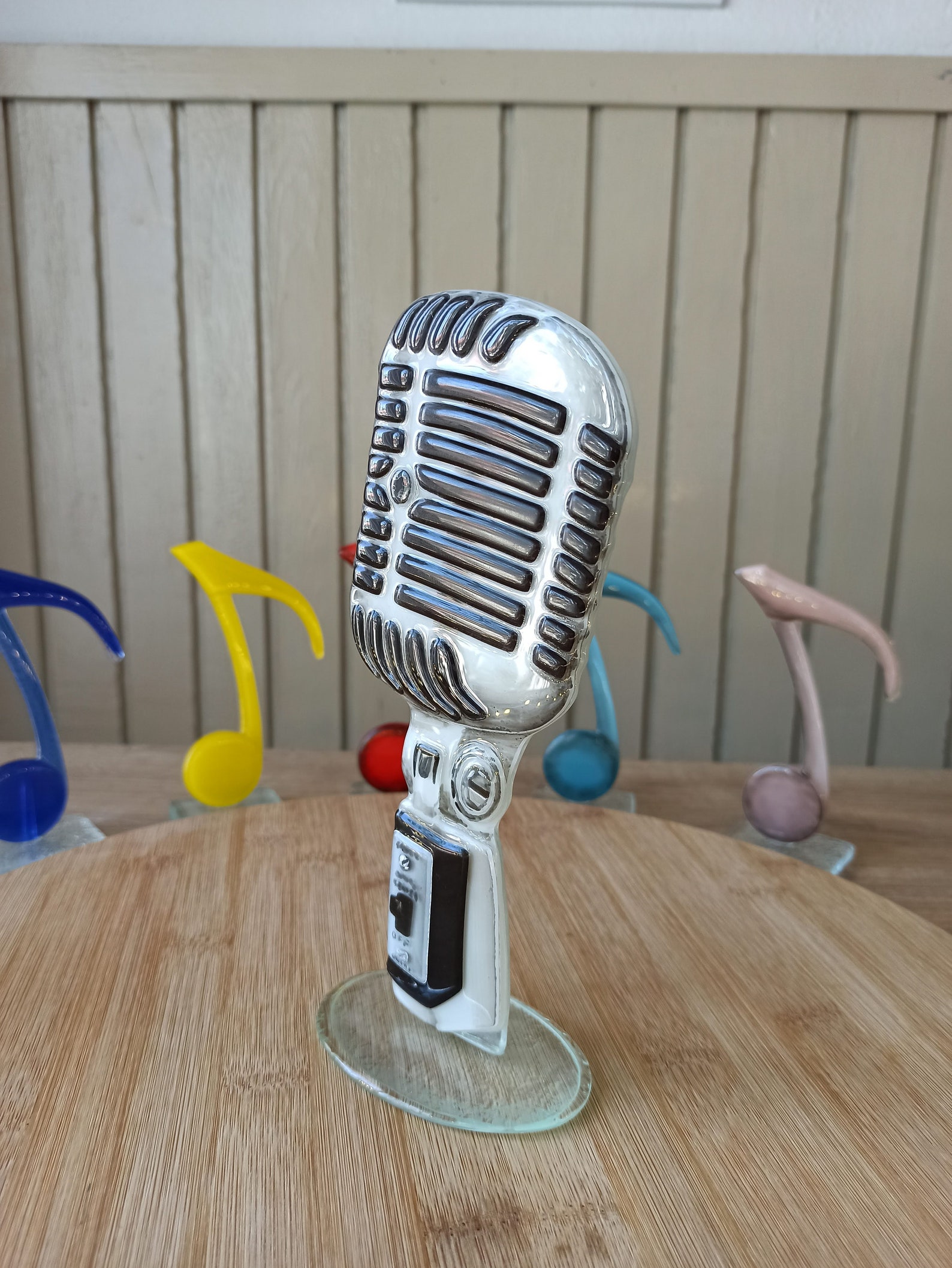Handmade Homedecor Glass Microphone Figurine Sculpture Singer Gift ...