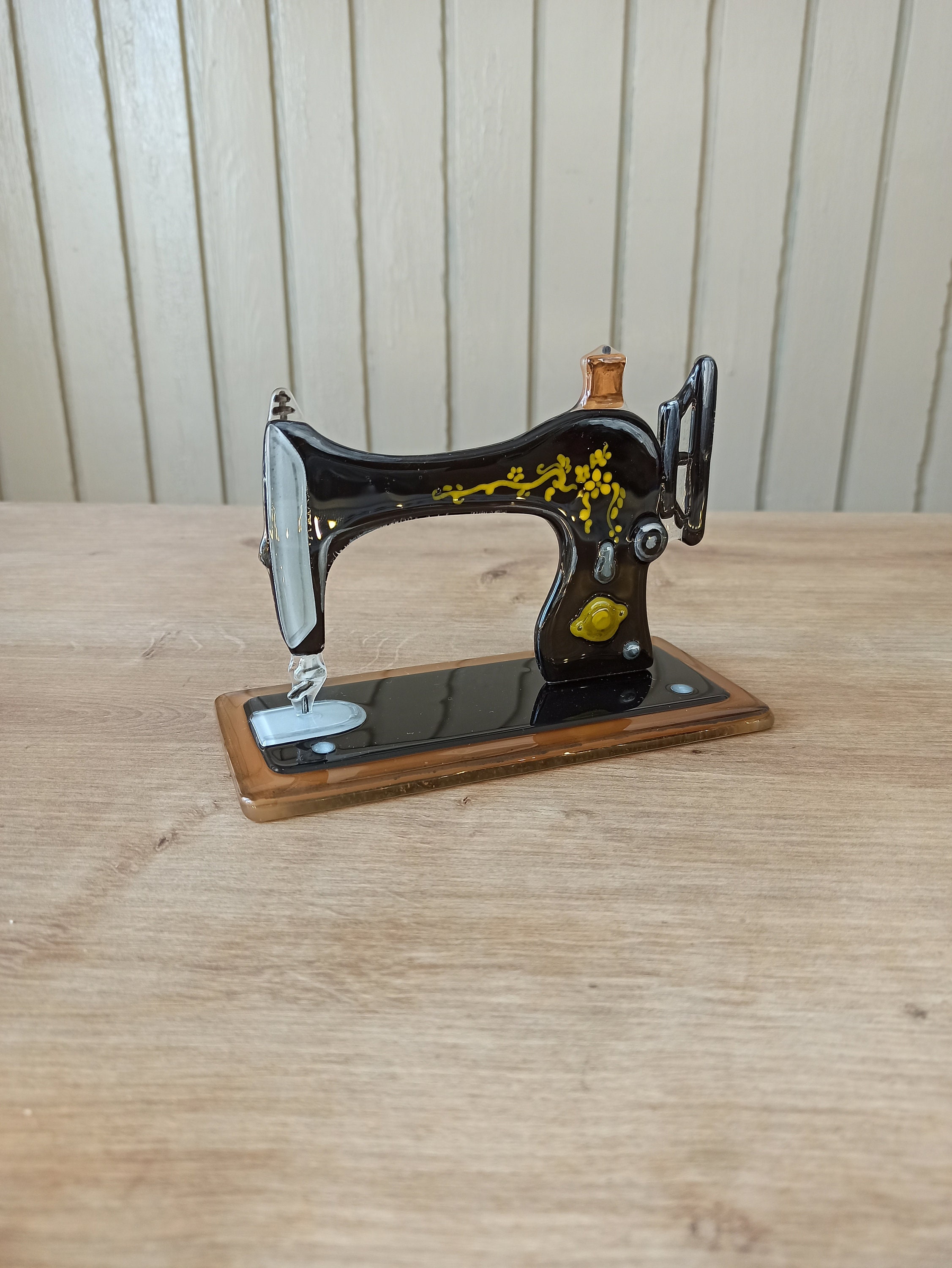 Personalized Sewing Machine Figurine Fused Glass Black Sewing - Etsy