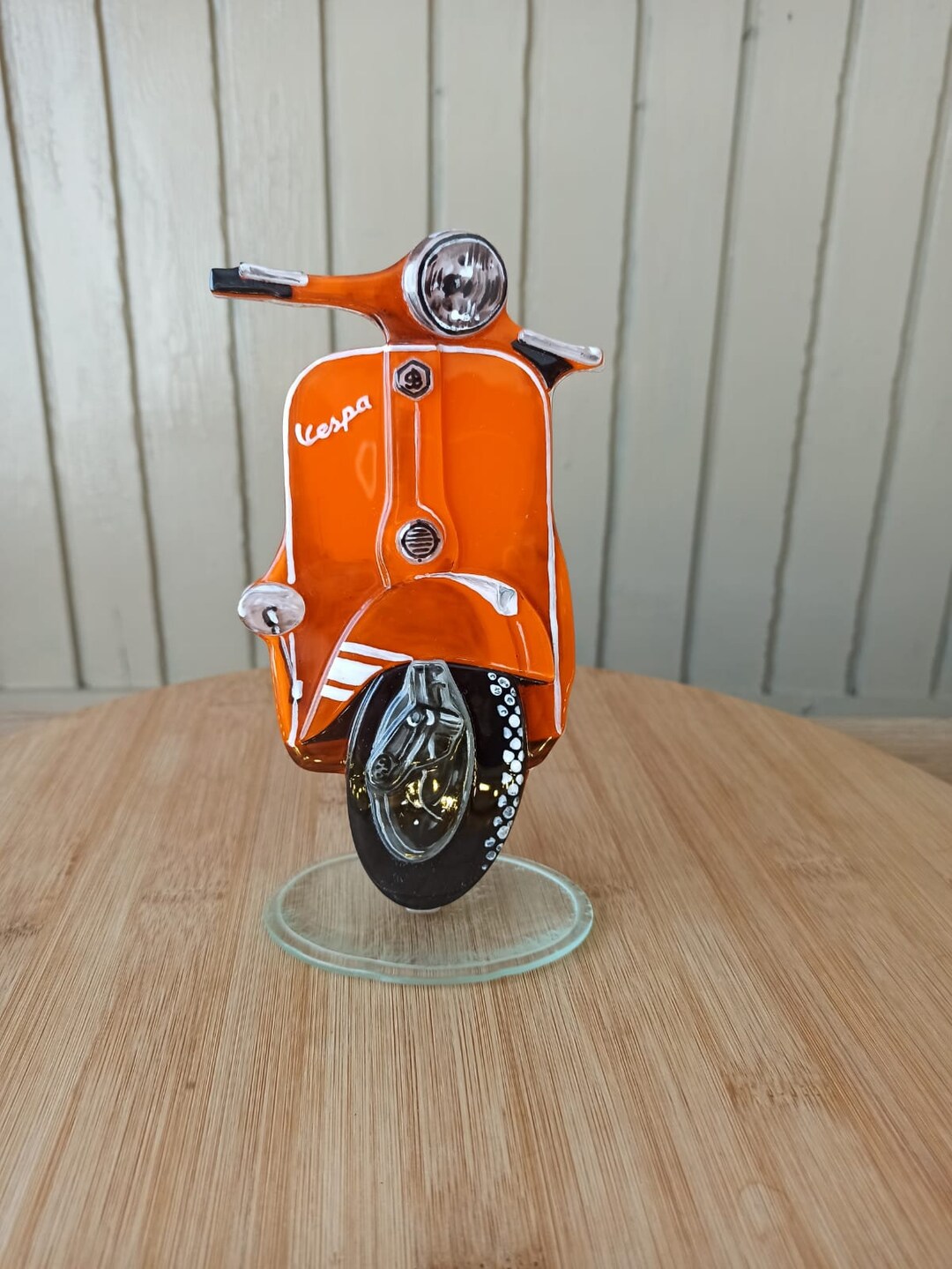 Fused Glass Orange Vespa Sculpture, Motorcycle Gift - Etsy UK