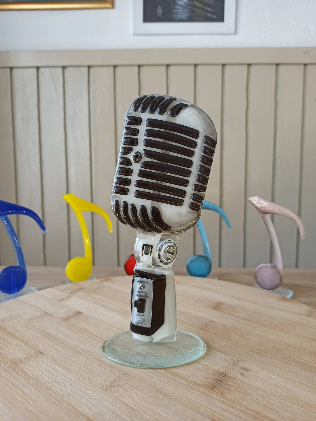 Handmade Homedecor Glass Microphone Figurine Sculpture Singer Gift ...