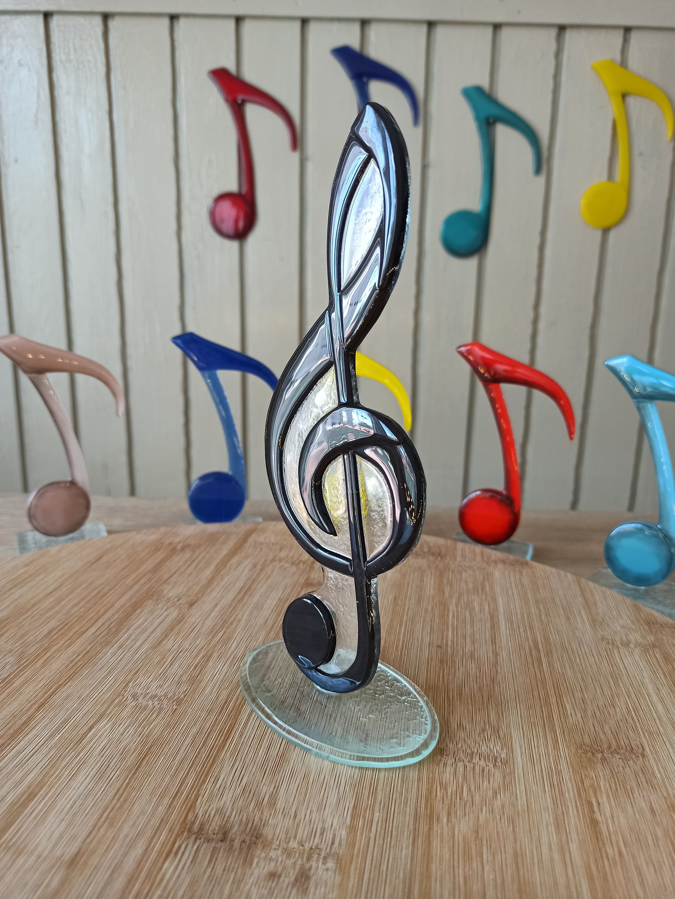 Treble Clef Fusedglass Sculpture, Treble Clef Figurine, Music Teacher ...