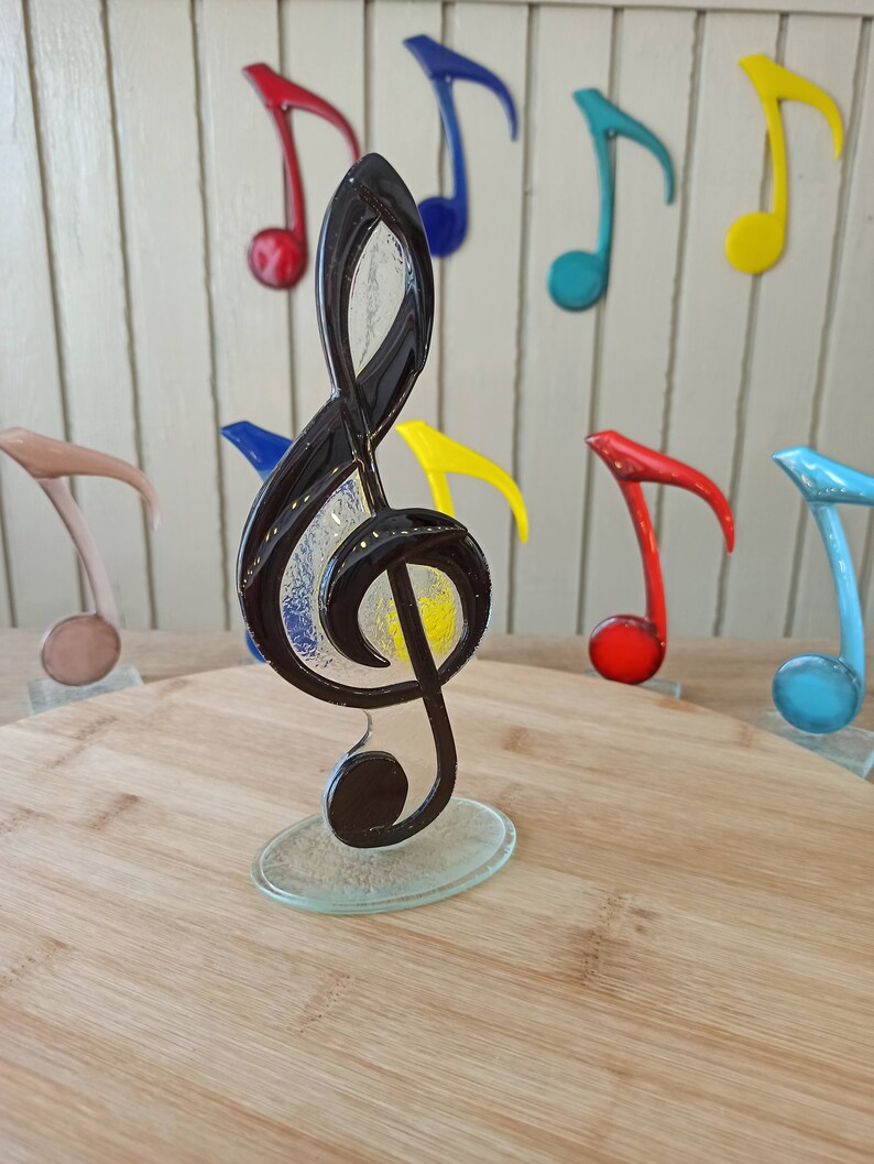 Treble Clef Fusedglass Sculpture, Treble Clef Figurine, Music Teacher ...