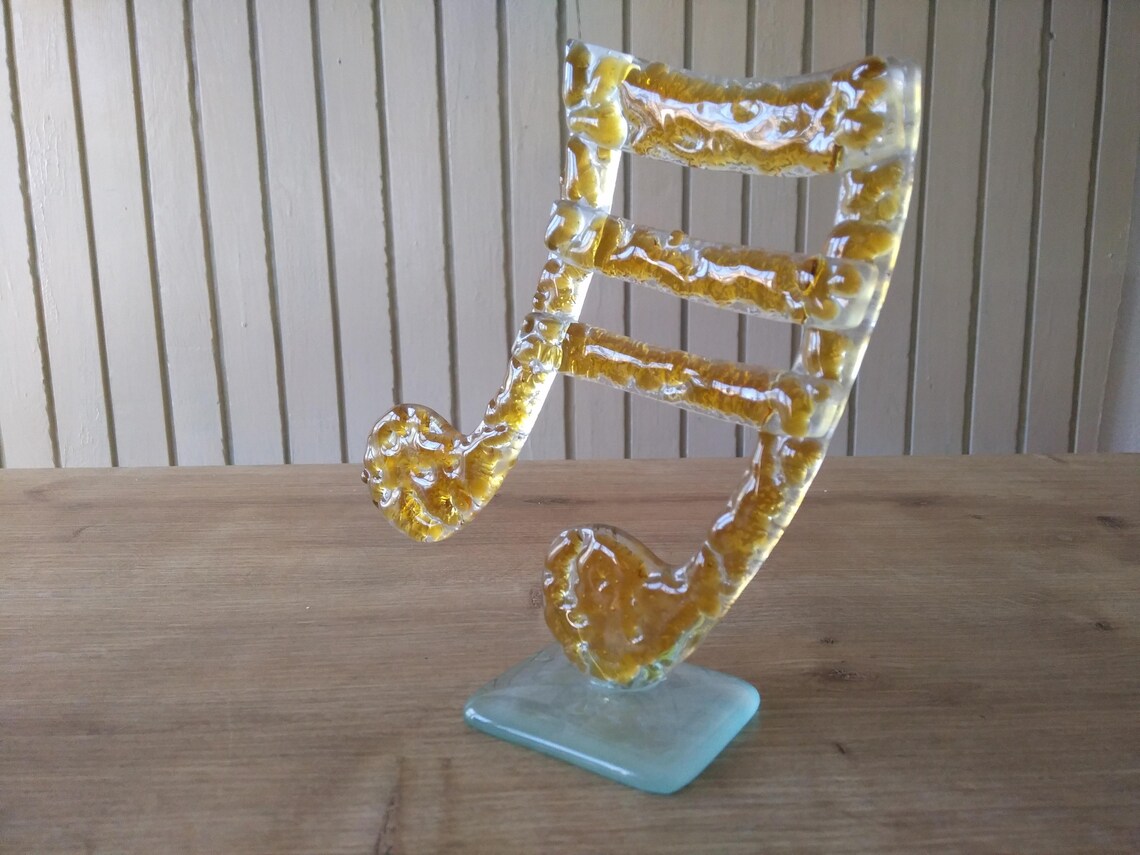 Glass Musical Note /fused Glass/sculpture/figurine/yellow 16 - Etsy
