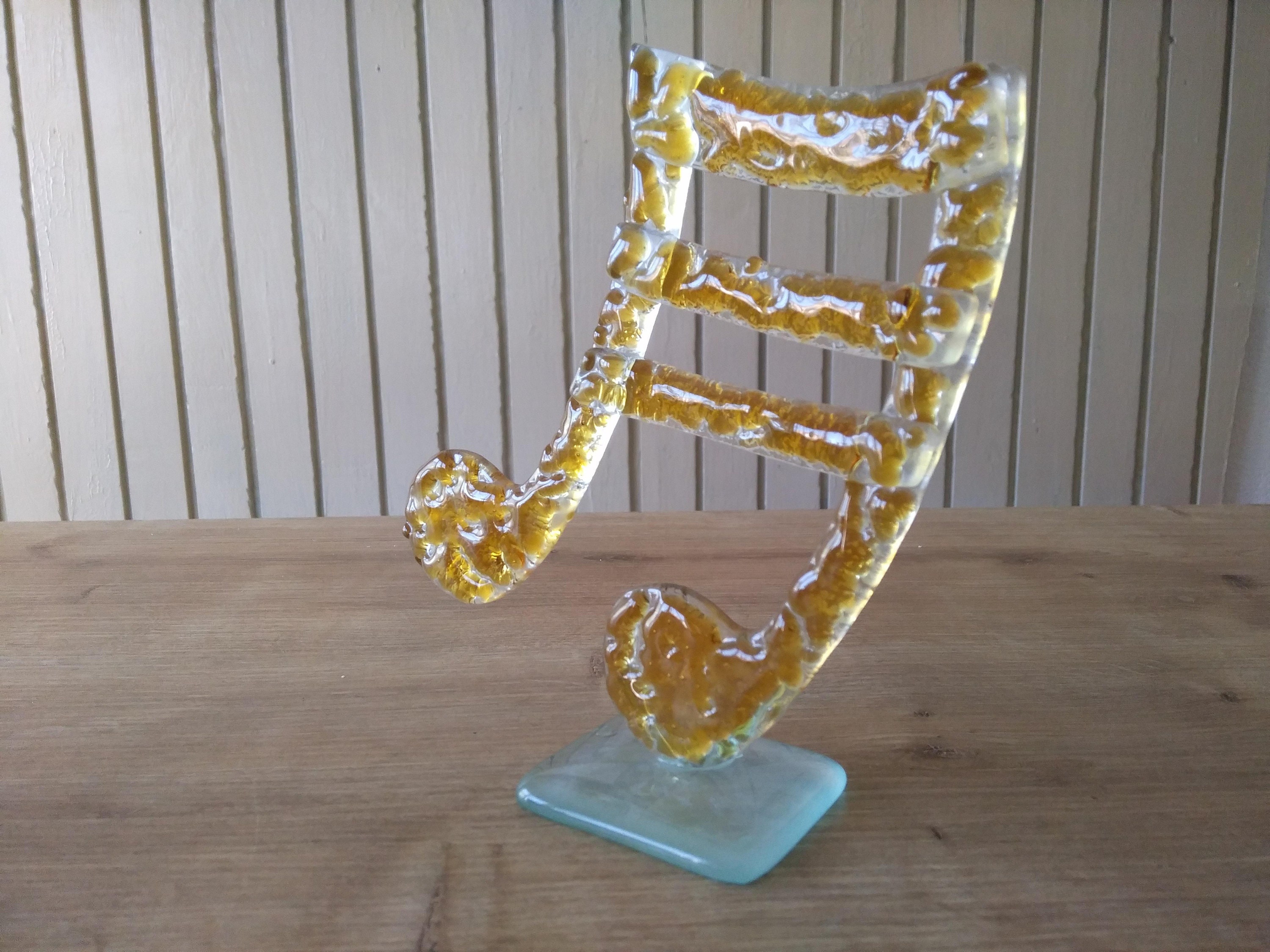 Glass Musical Note /fused Glass/sculpture/figurine/yellow 16 | Etsy
