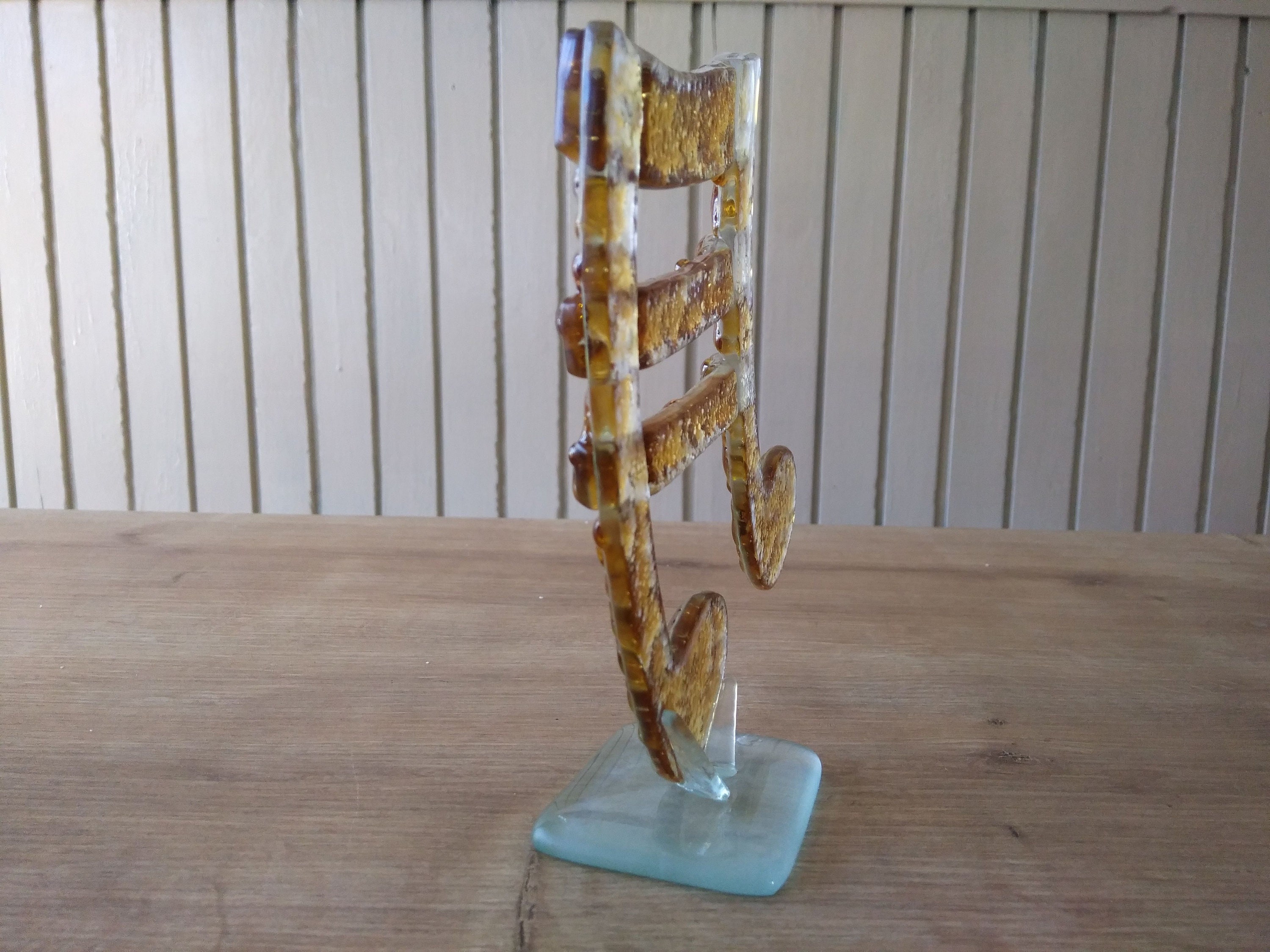 Glass Musical Note /fused Glass/sculpture/figurine/yellow 16 Note Music ...