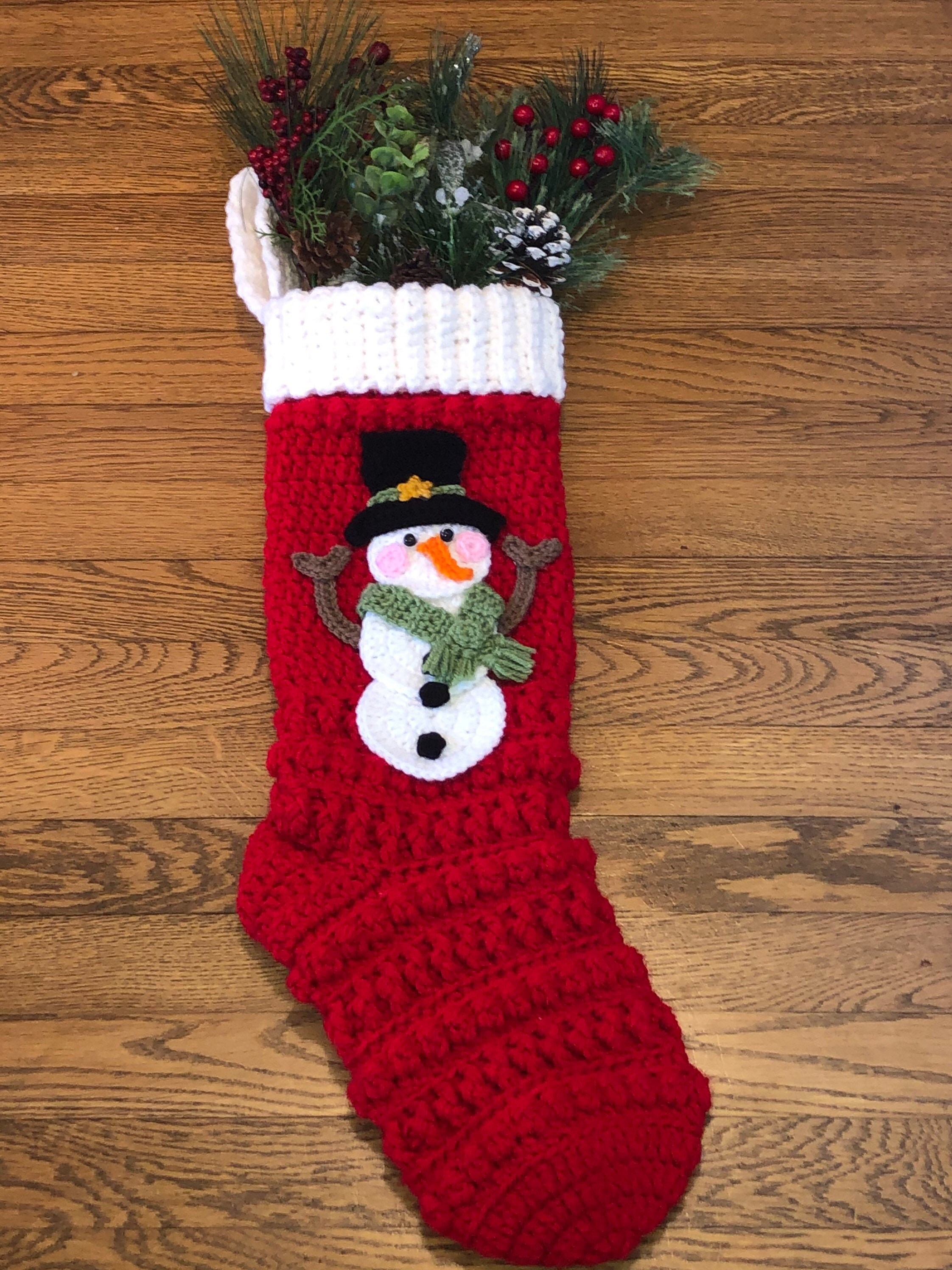 Snowman Crochet Stocking - Christmas Stocking - Handmade Stocking ...