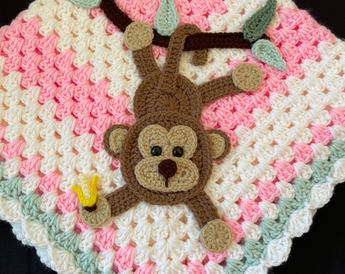 Baby Monkey Crochet Baby Blanket Baby Blanket Handmade - Etsy