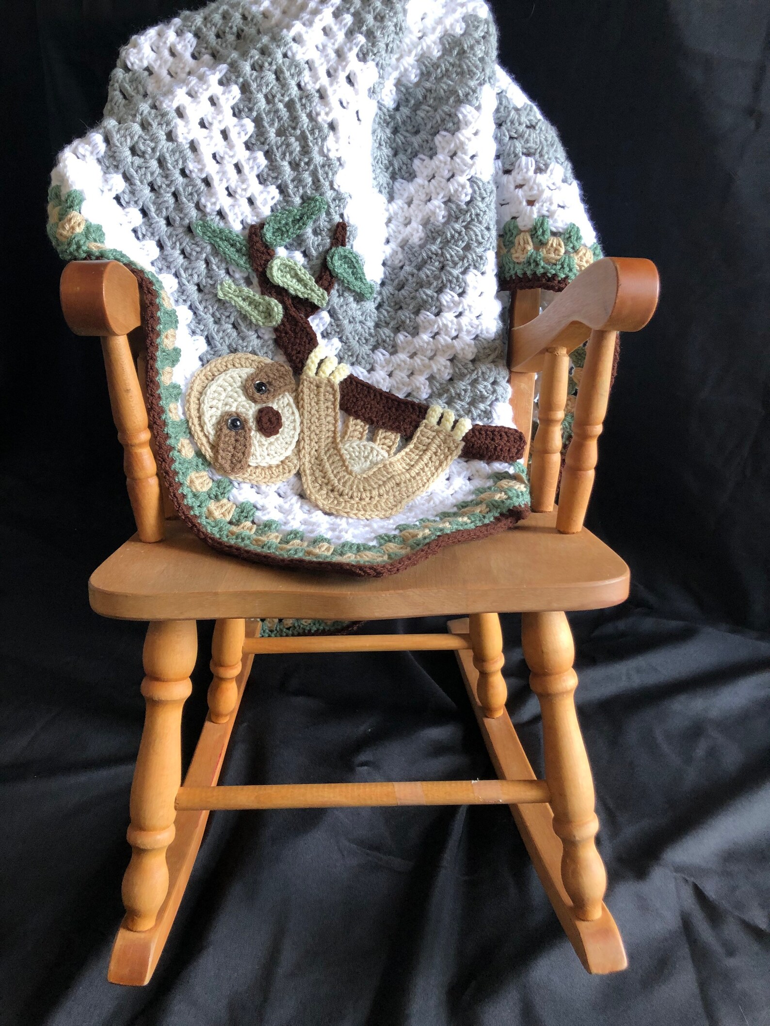 Sloth Crochet Baby Blanket - Baby Blanket - Handmade Baby Blanket ...