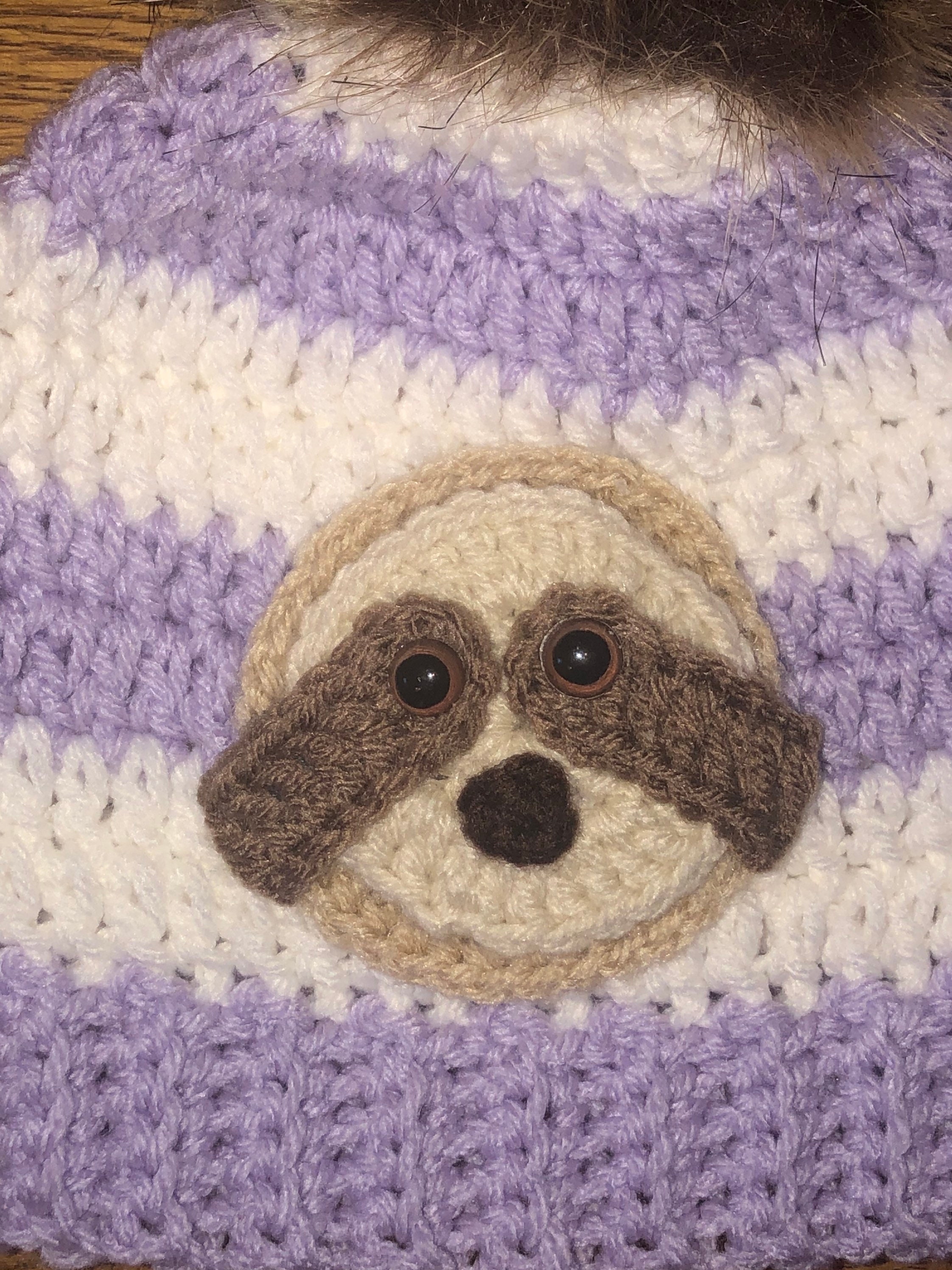 Sloth Beanie Hat Crocheted Beanie Beanies Hats Crocheted Hats Faux Fur ...
