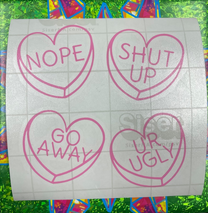 Rude Conversation Hearts Vinyl Car Decal - Etsy