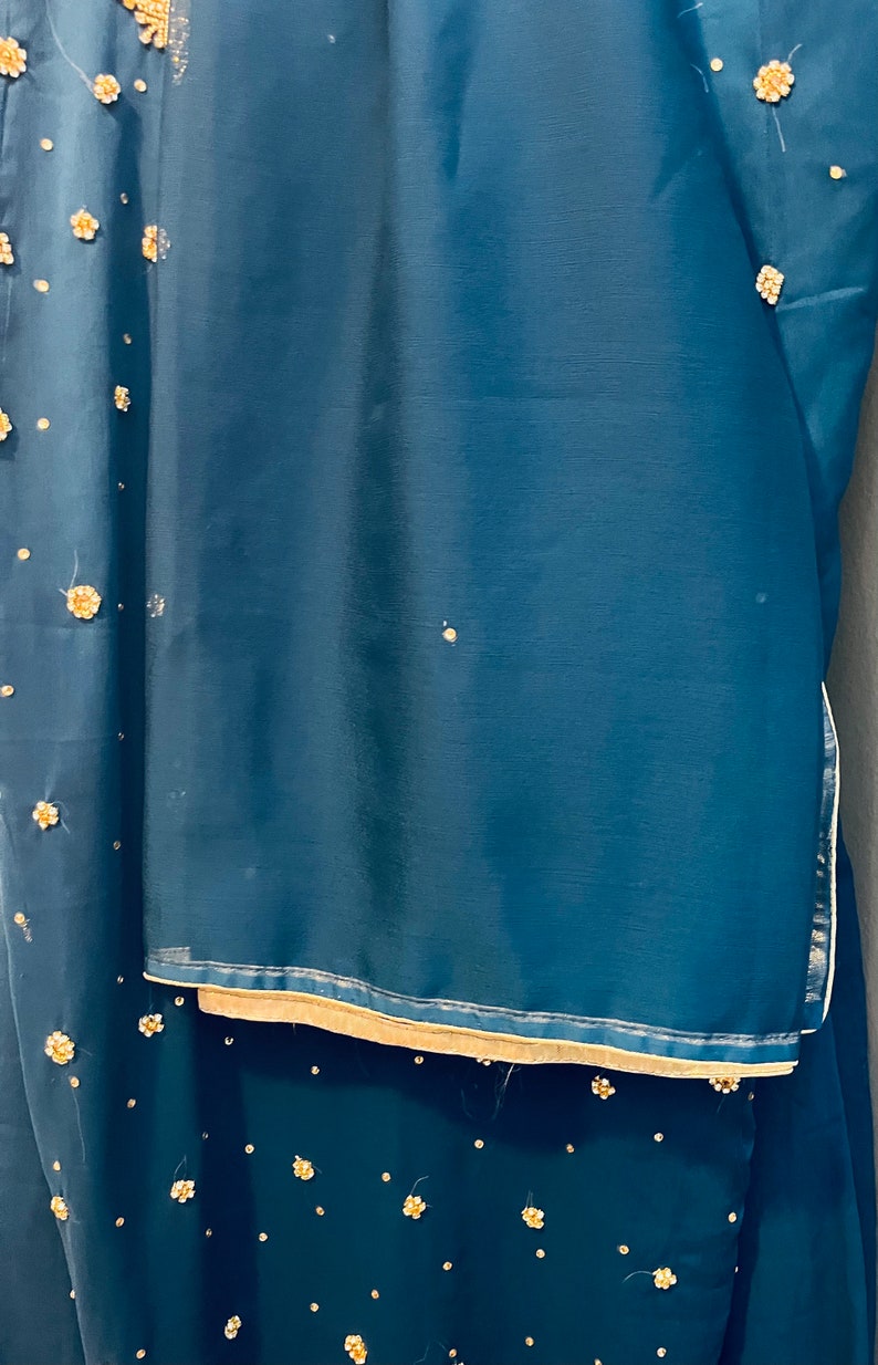 Embroidered Chiffon Pakistani Dress: Stone Work Frock, Laced Dupatta - Etsy