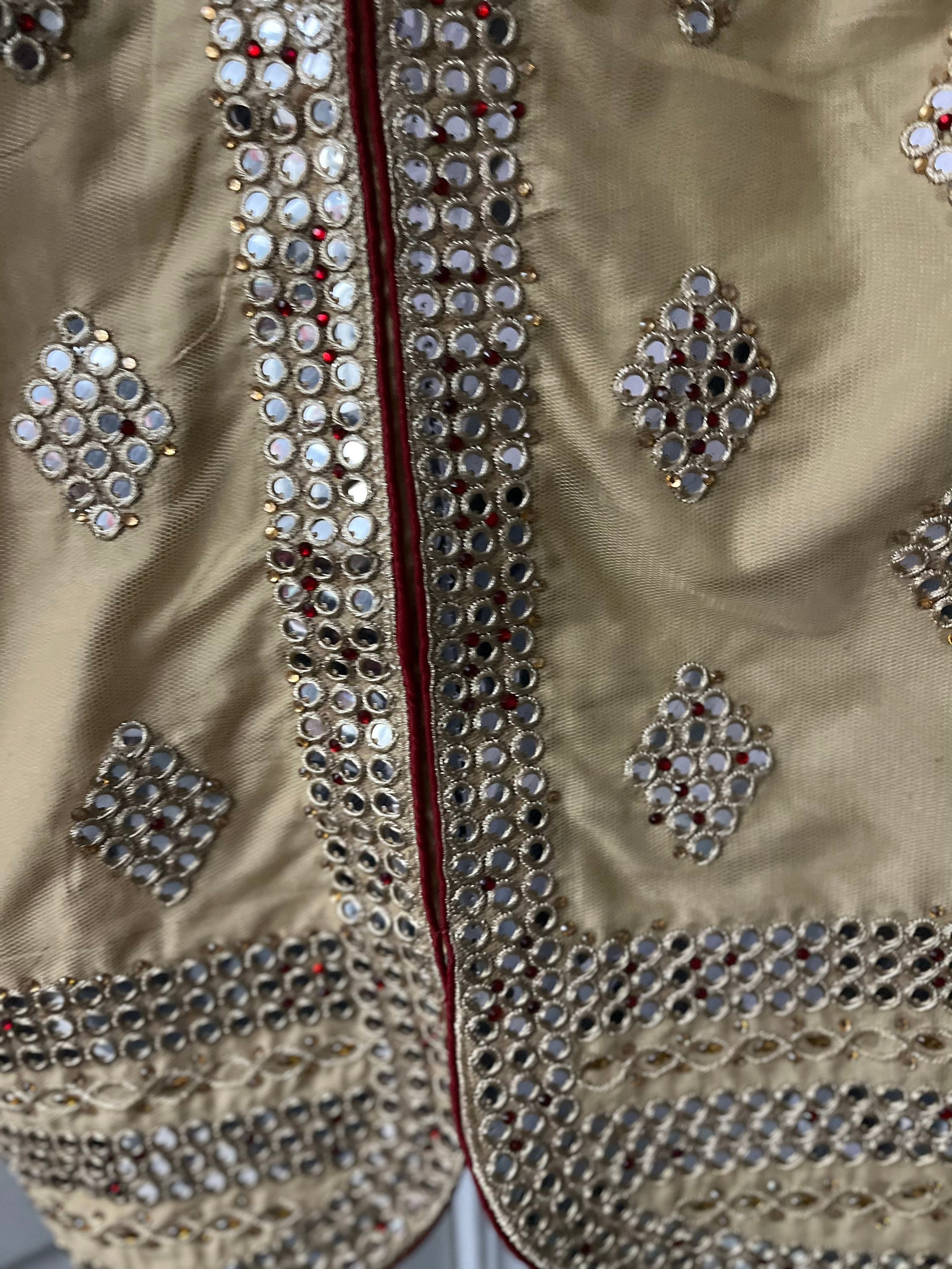 Golden and Red Mirror Work Pakistan/indian Lehnga. - Etsy