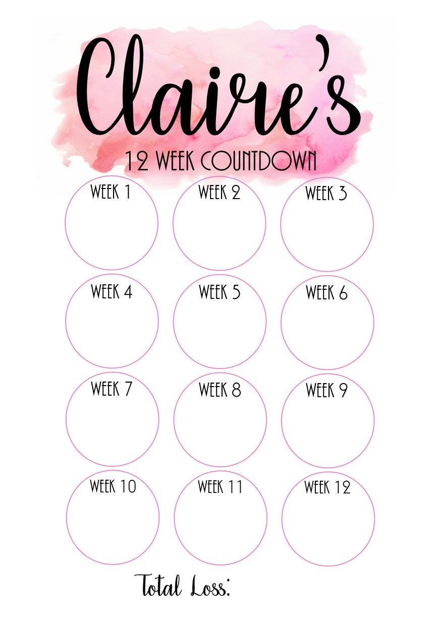 Personalised Weight Loss Chart & 12 Week Countdown Bundle - Etsy UK