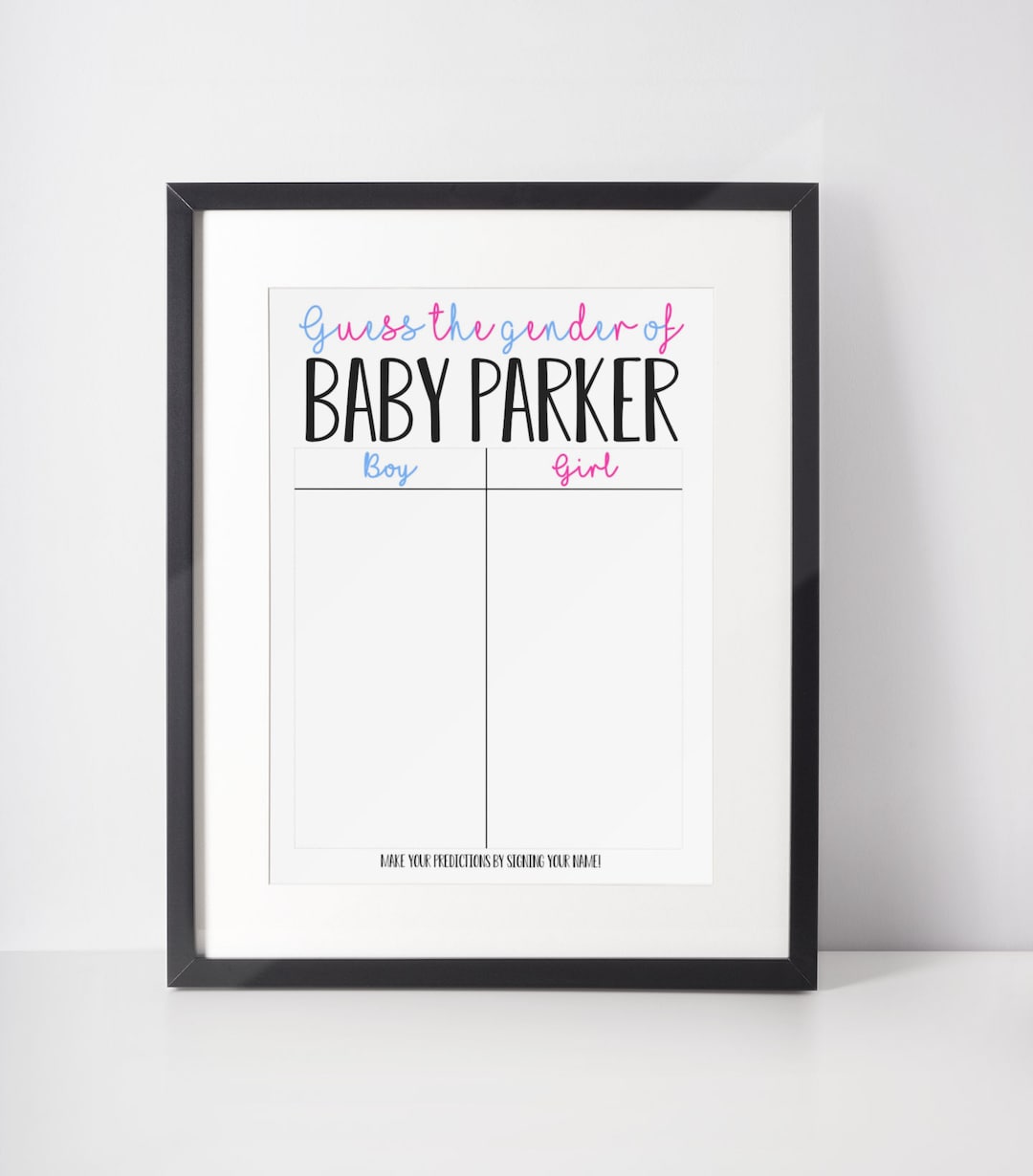 Personalised Guess the Gender Baby Shower Party Game Prediction Girl or ...