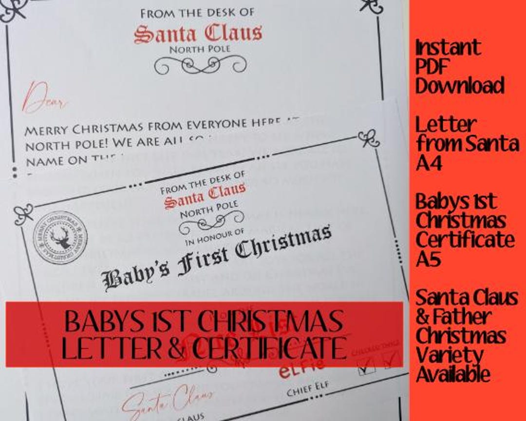 Baby’s First Christmas Letter & Certificate | DIGITAL DOWNLOAD PDF - Etsy