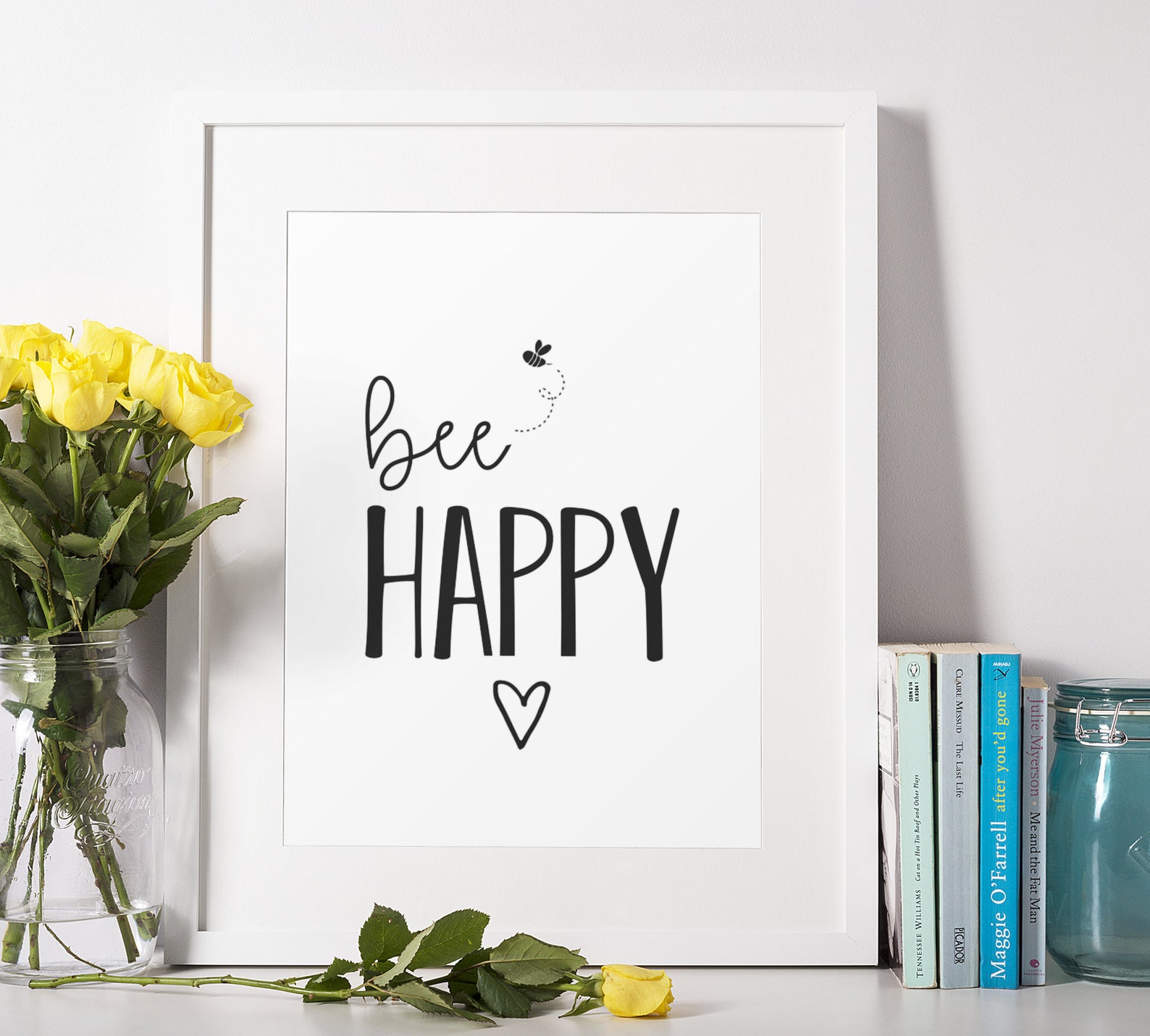 Bee Happy Quote Print Wall Art Home Decor Poster Positive - Etsy UK