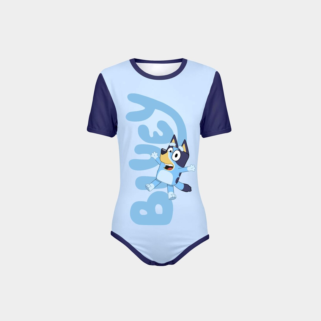 ABDL Bluey Navy and Light Blue Snap-crotch Bodysuit - Etsy Canada