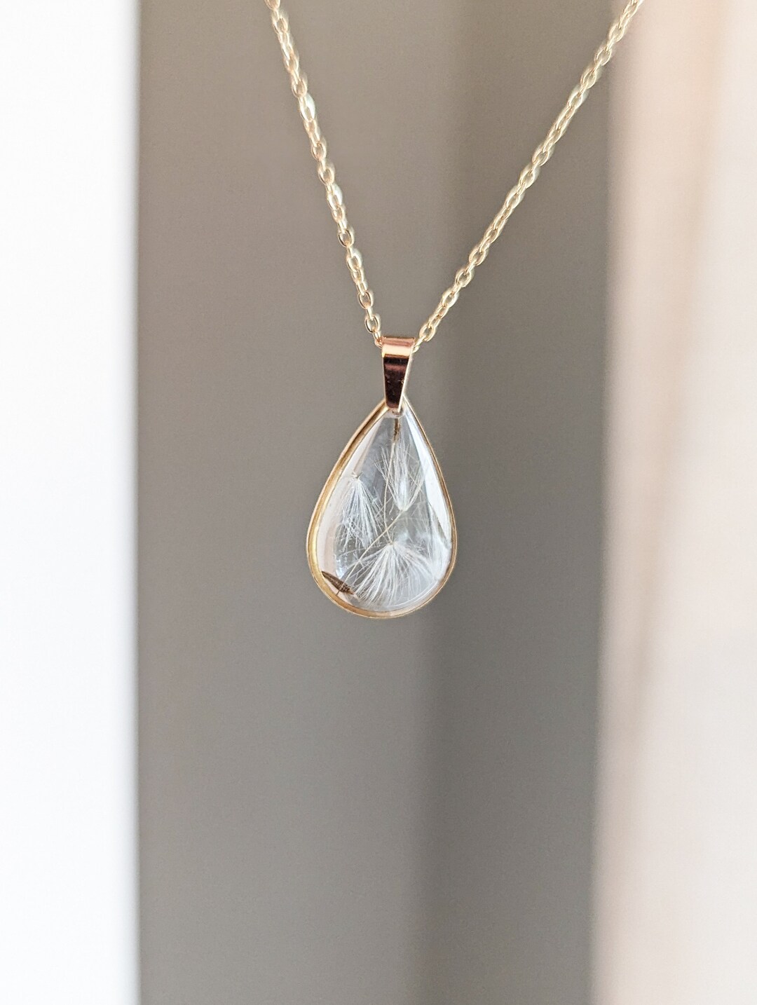 Dandelion Seed Wishing Necklace – Stainless Steel and Resin Real ...