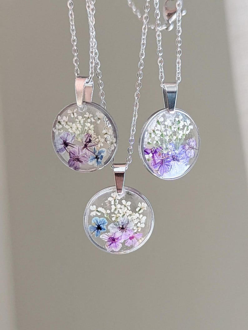 Real Pressed Flower Pendant Necklace – Stainless Steel Gold Plated - Etsy