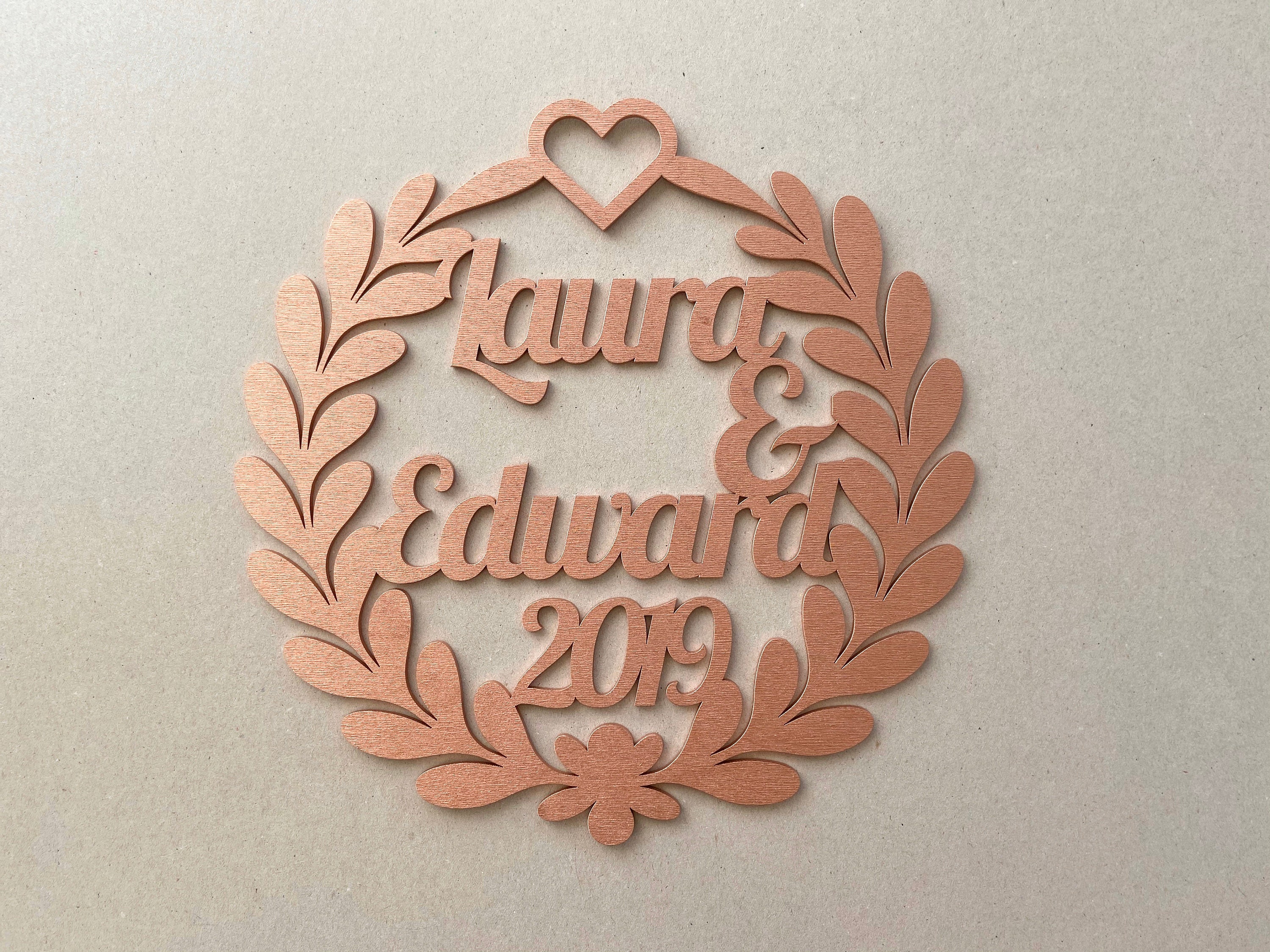 Wedding Wooden Round Decor With Names or Initials Marriage | Etsy