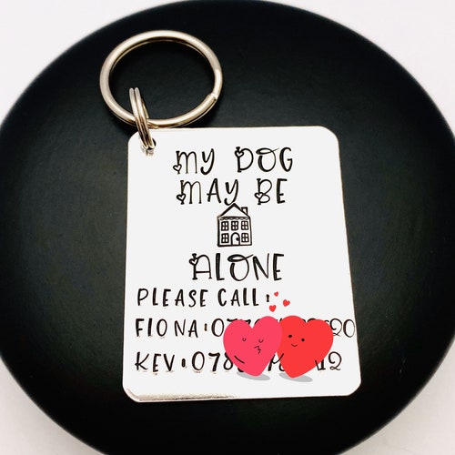 Pet Alert Keychain My Dog is Home Alone Keychain Emergency - Etsy