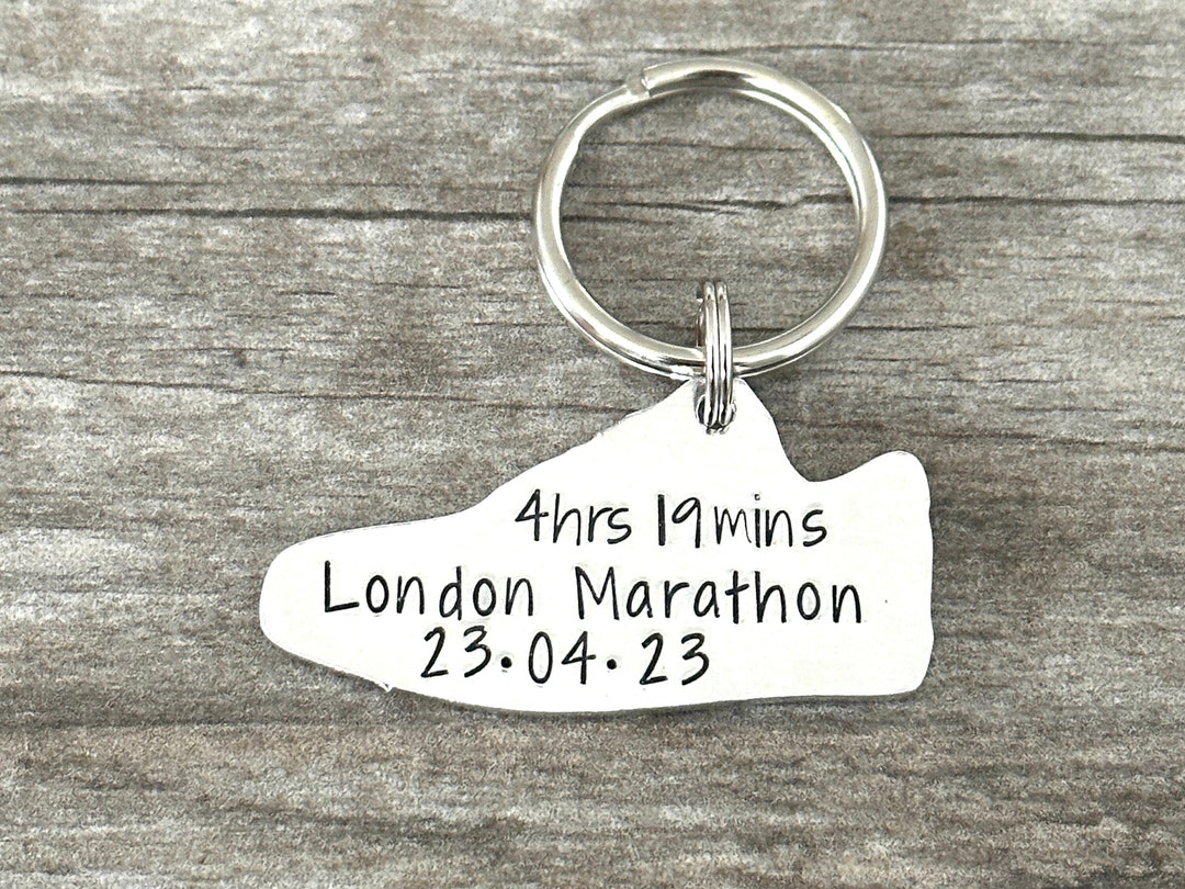 Personalised Keyring for Runners, Marathon Finisher Trainer Key Ring ...