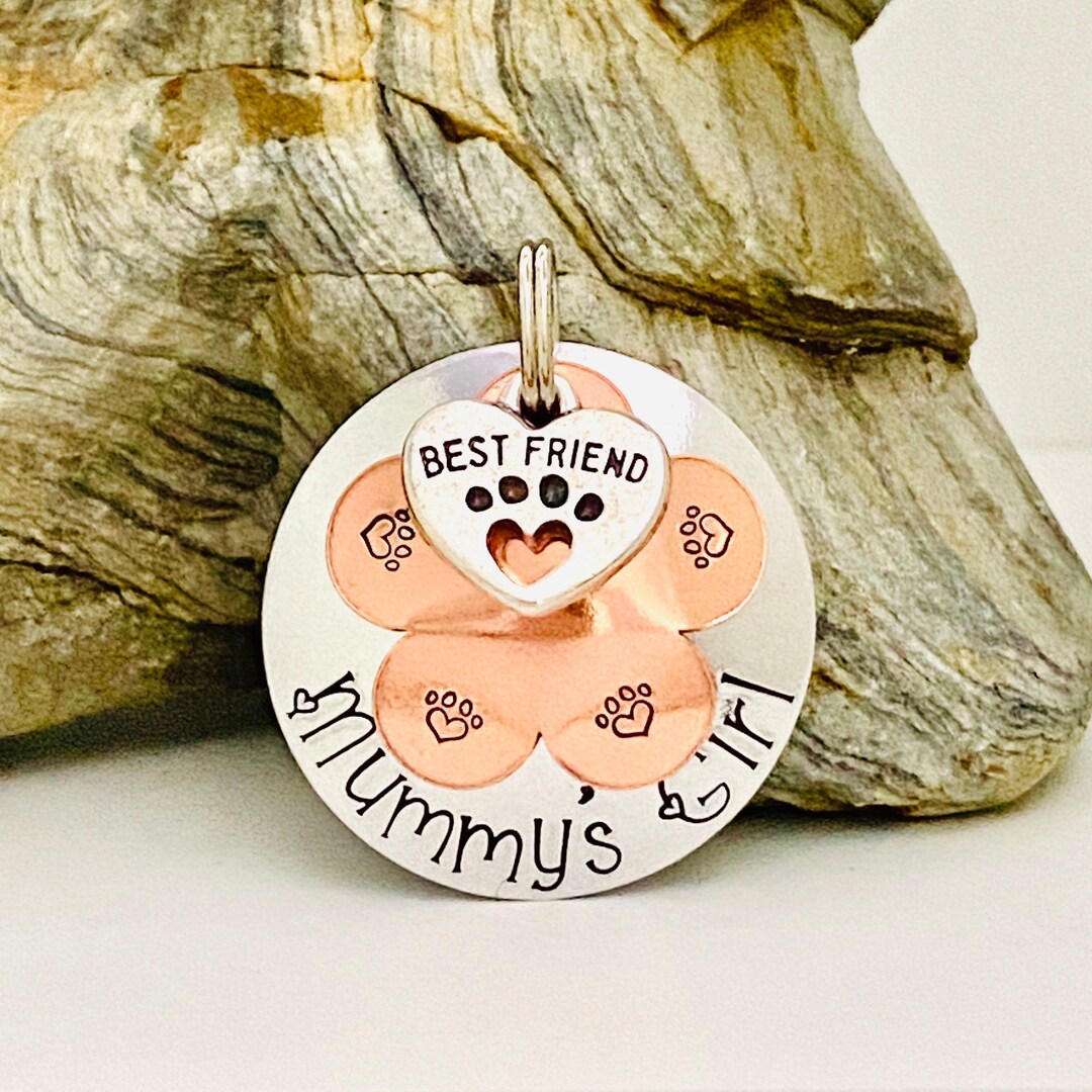 Dog Tags for Dogs, Mummy's Girl Dog Tag, Dog Collar Name Tag, Flower ...