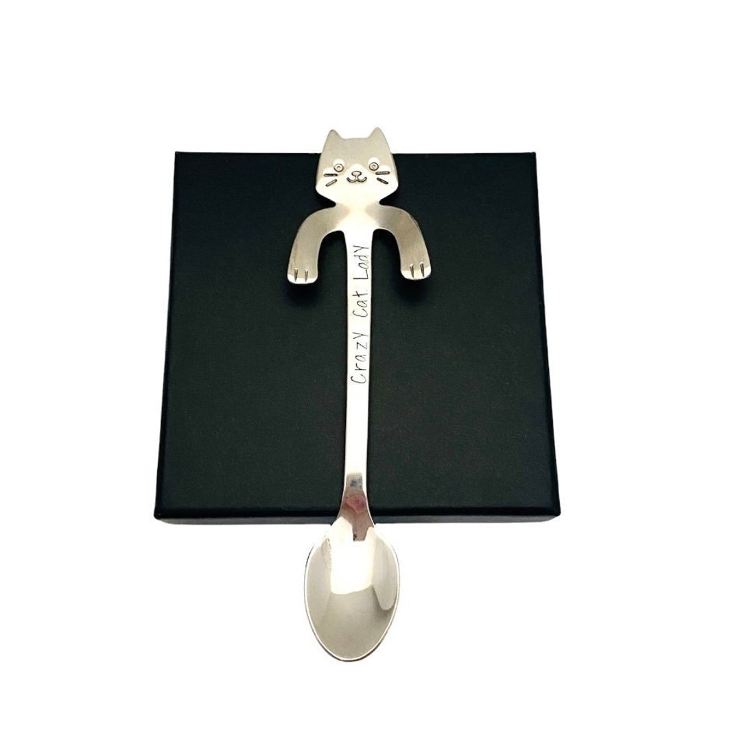Personalised Stainless Steel Cat Spoon, Birthday Present for Cat Lover ...