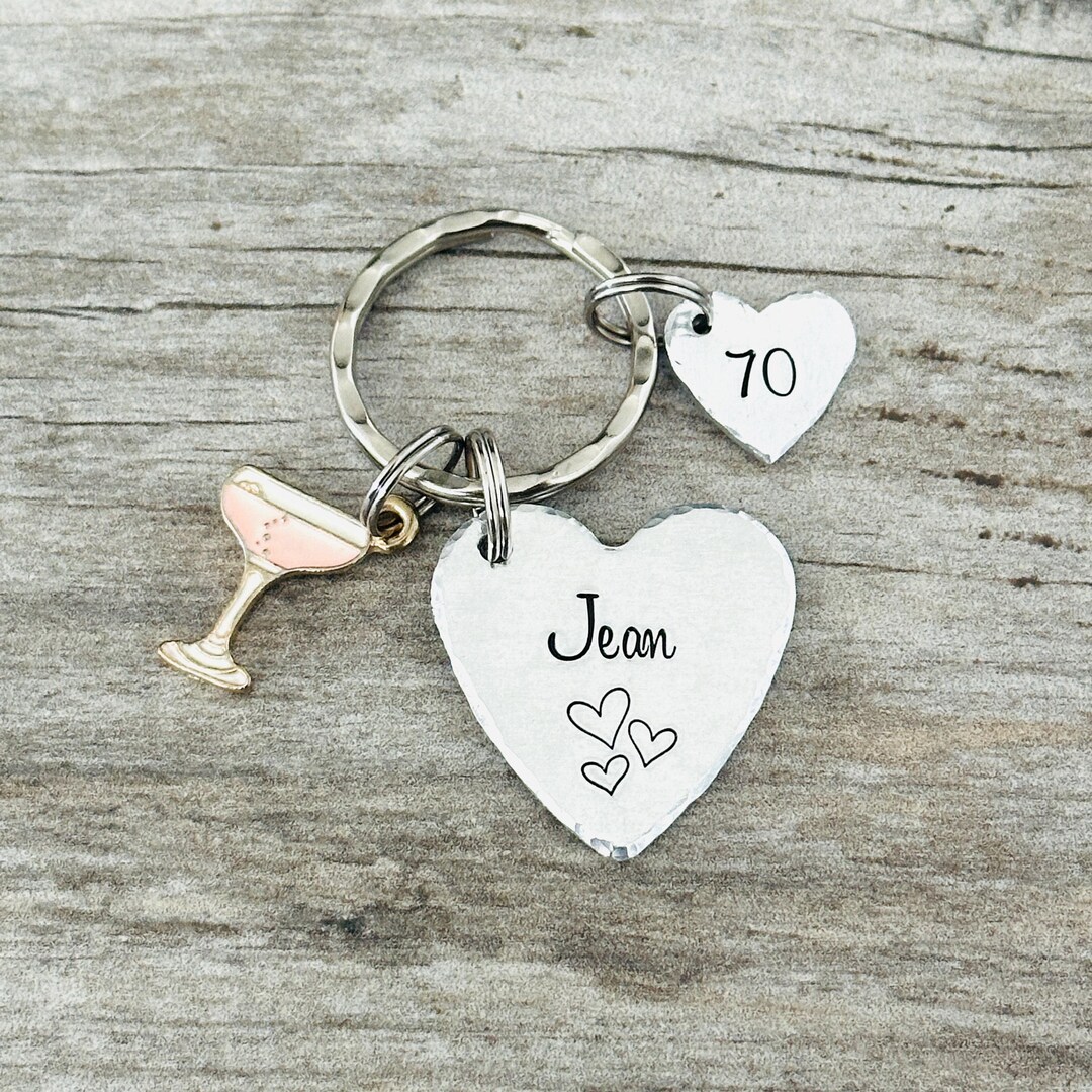 Personalised 70th Birthday Keyring for Women With Name, 60th Present ...