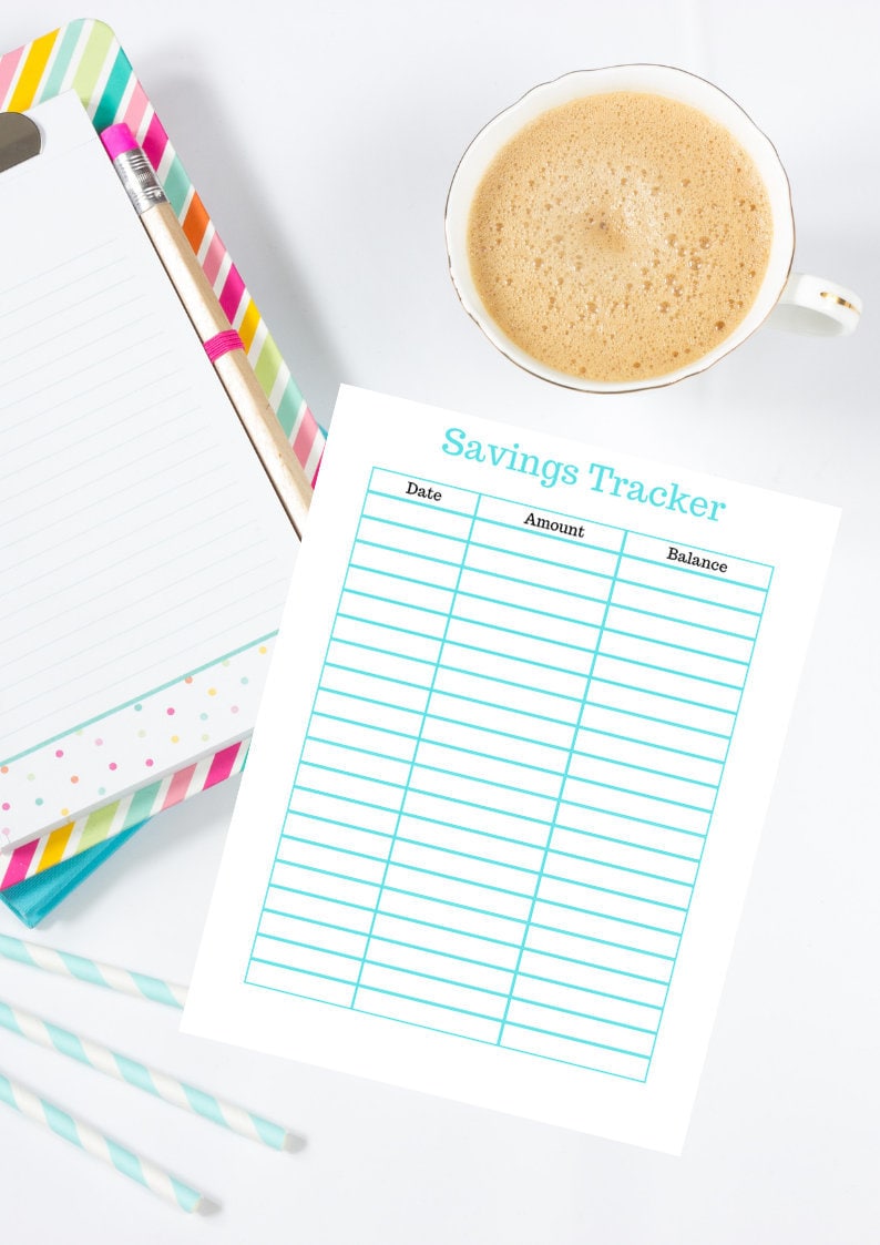 Savings Tracker - Savings Chart - Printable Savings Organizer - Savings ...