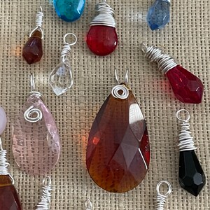 5 Assorted Wire Wrapped Glass Top Drilled Beads for Jewelry Making Grab ...