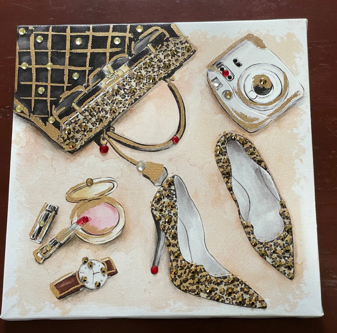 Animal Print Theme Wall Art With Rhinestone Accents 8 X 8 Picture-free ...