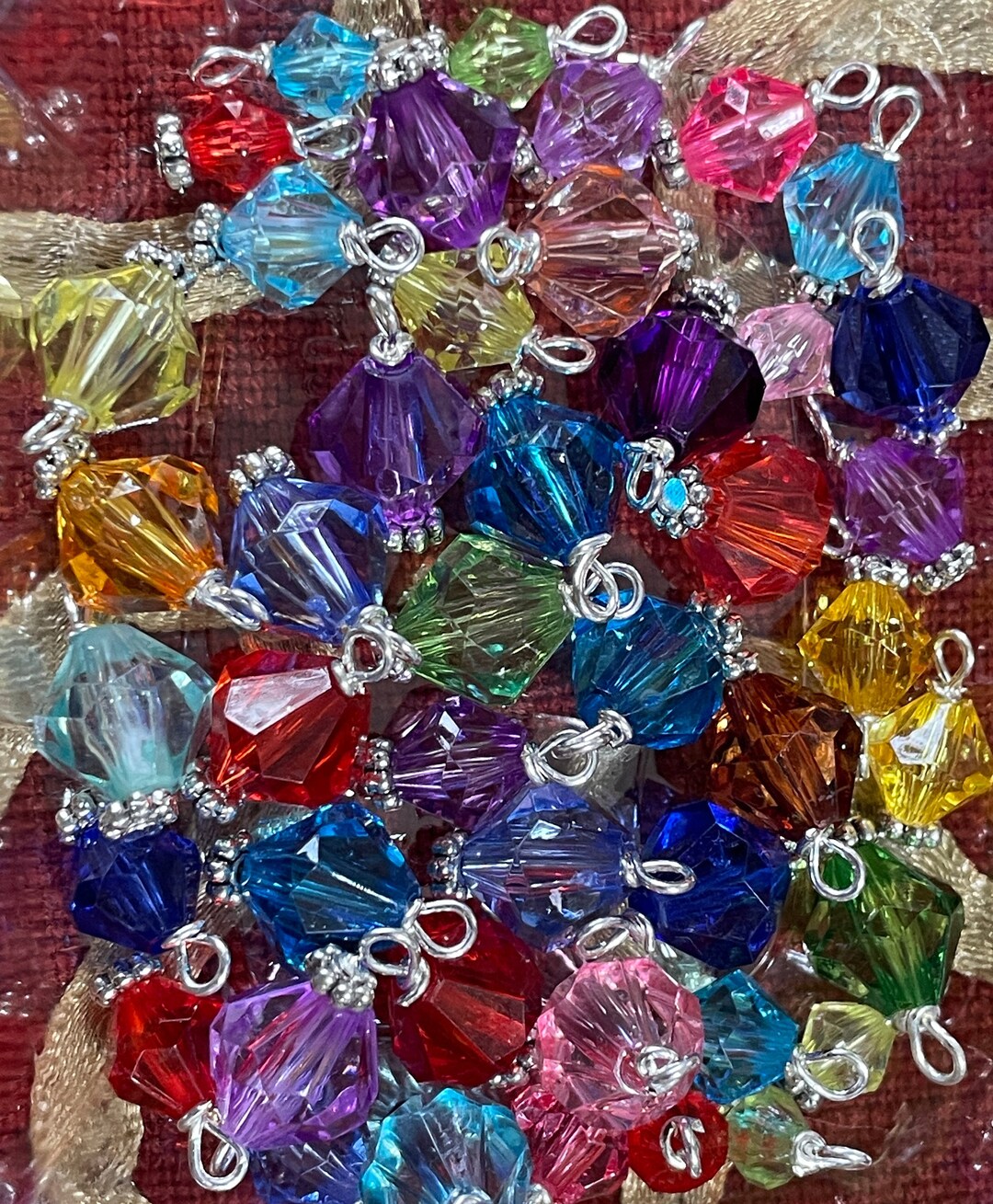 Jewelry Making Lot of 40 Bead Drop Dangle Grab Bag Acrylic Bicones With ...