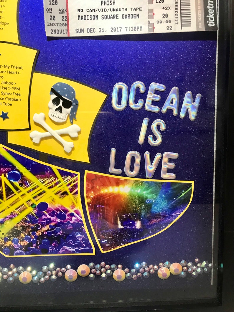 Phish NYE Ticket Stub Custom Shadow Box MSG New Years Eve Pirate Ship Live Music Display Picture ...